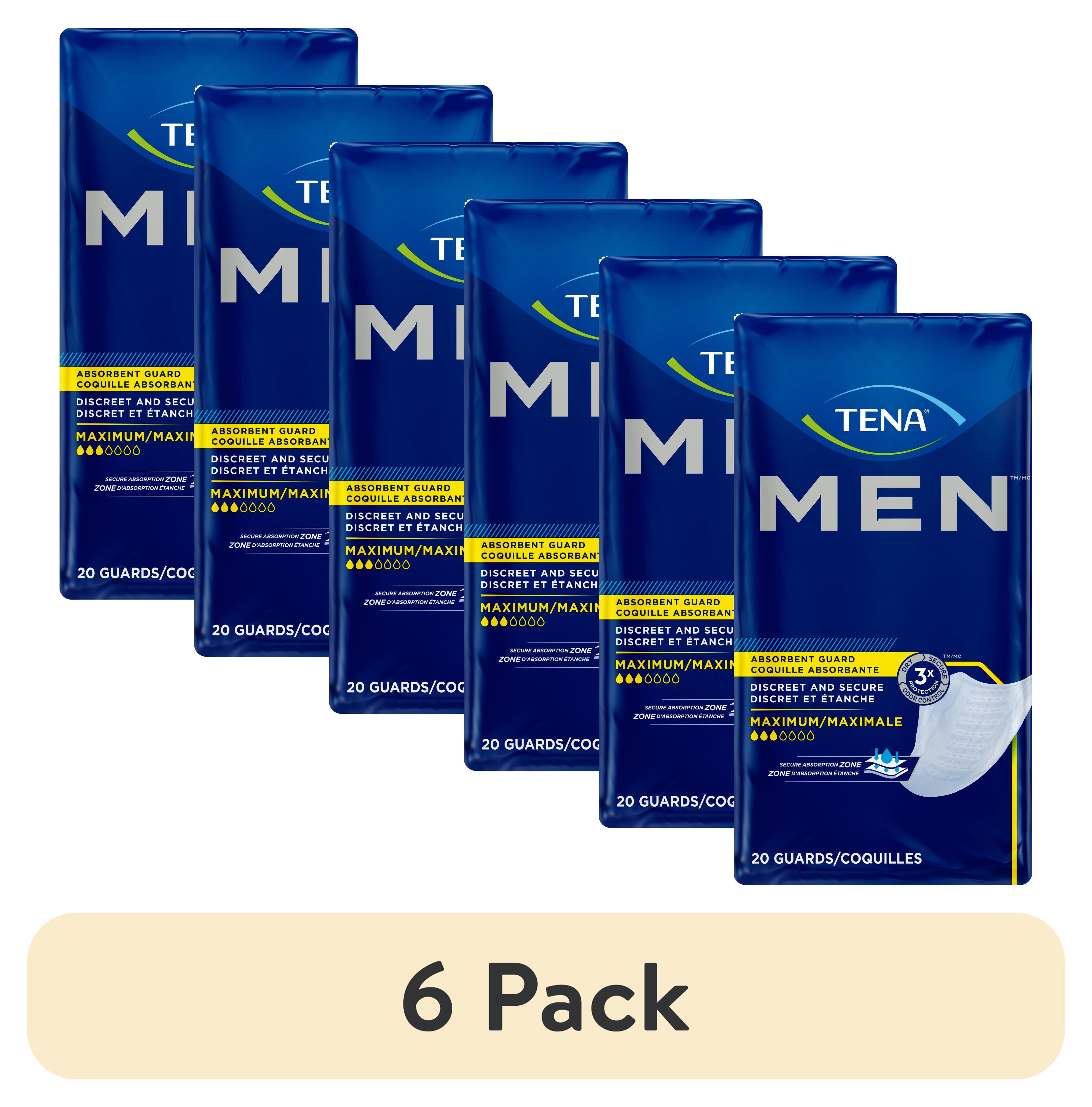 (6 pack) TENA Incontinence Guards for Men, Maximum, 20 Count - Walmart.com