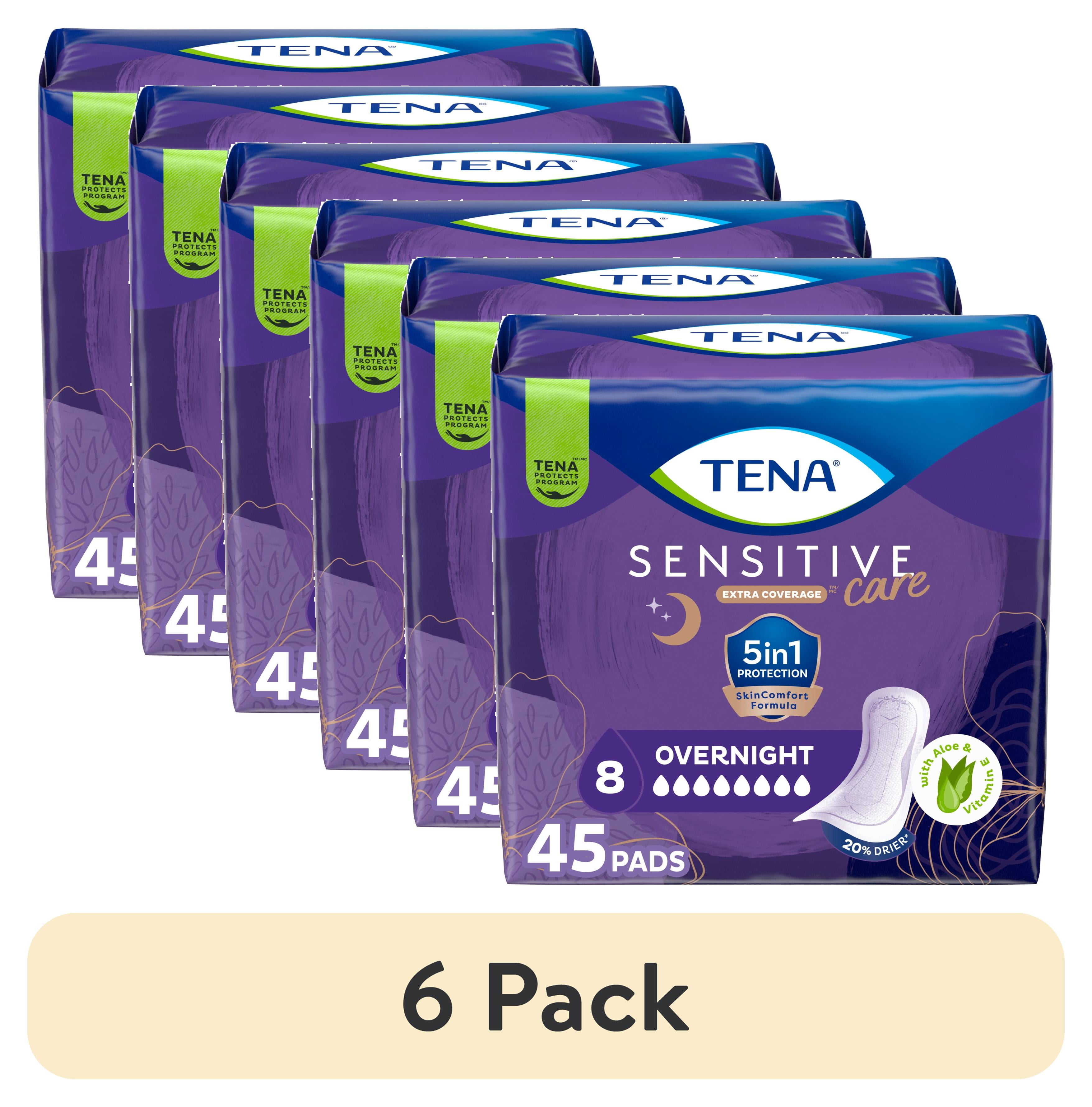 (6 pack) TENA Sensitive Care Extra Coverage Overnight Incontinence Pads ...