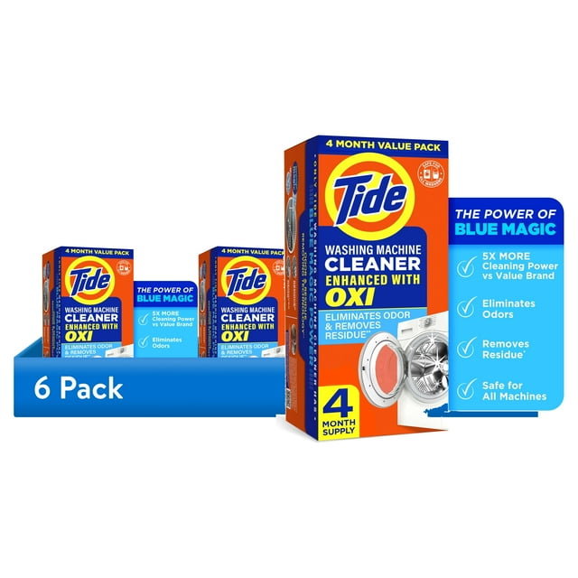 (6 pack) Tide Washing Machine Cleaner with Oxi Powder, Odor Eliminator ...
