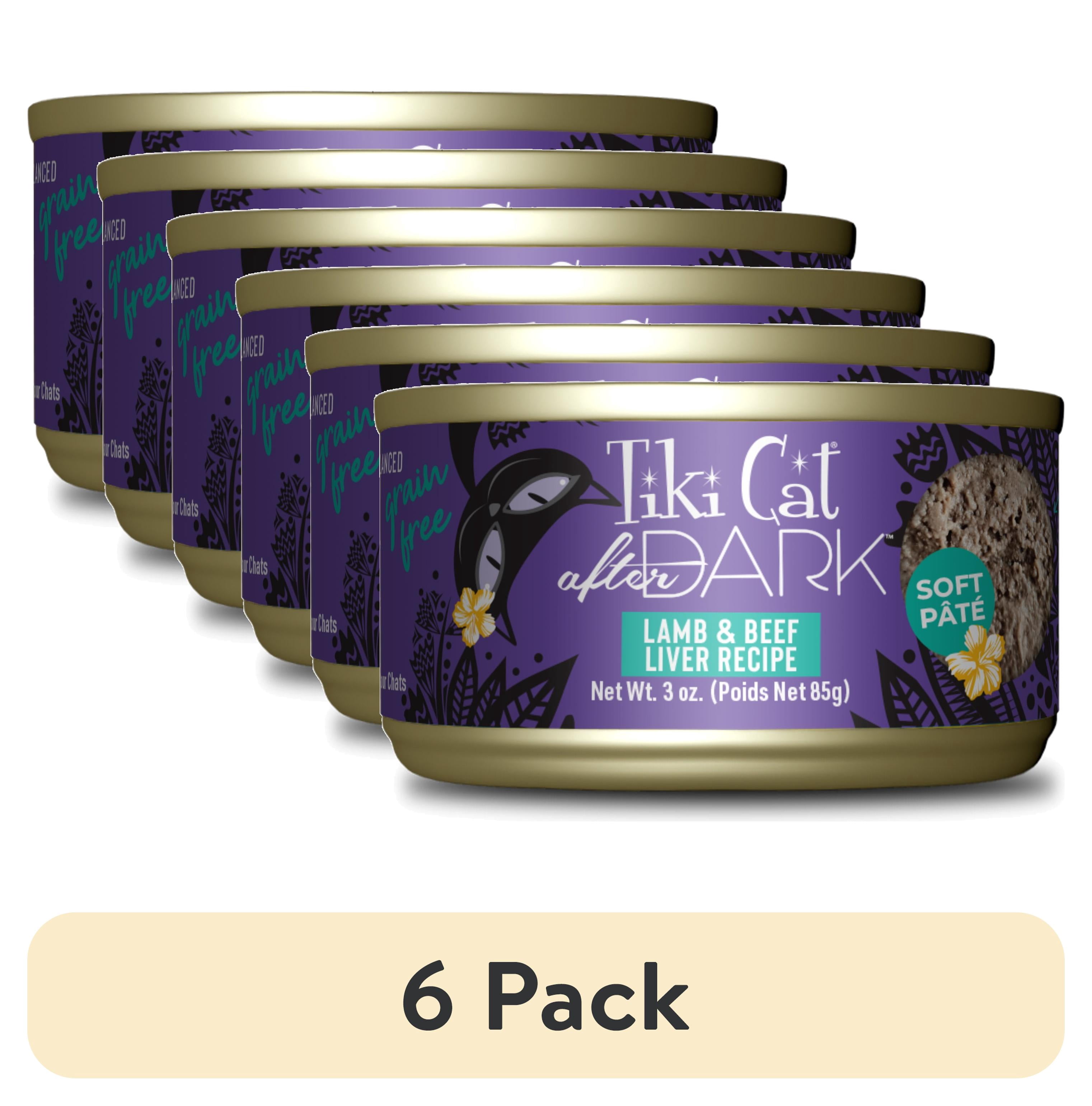 (6 pack) Tiki Cat After Dark Pate Wet Cat Food, Lamb & Beef Liver, 3 oz ...