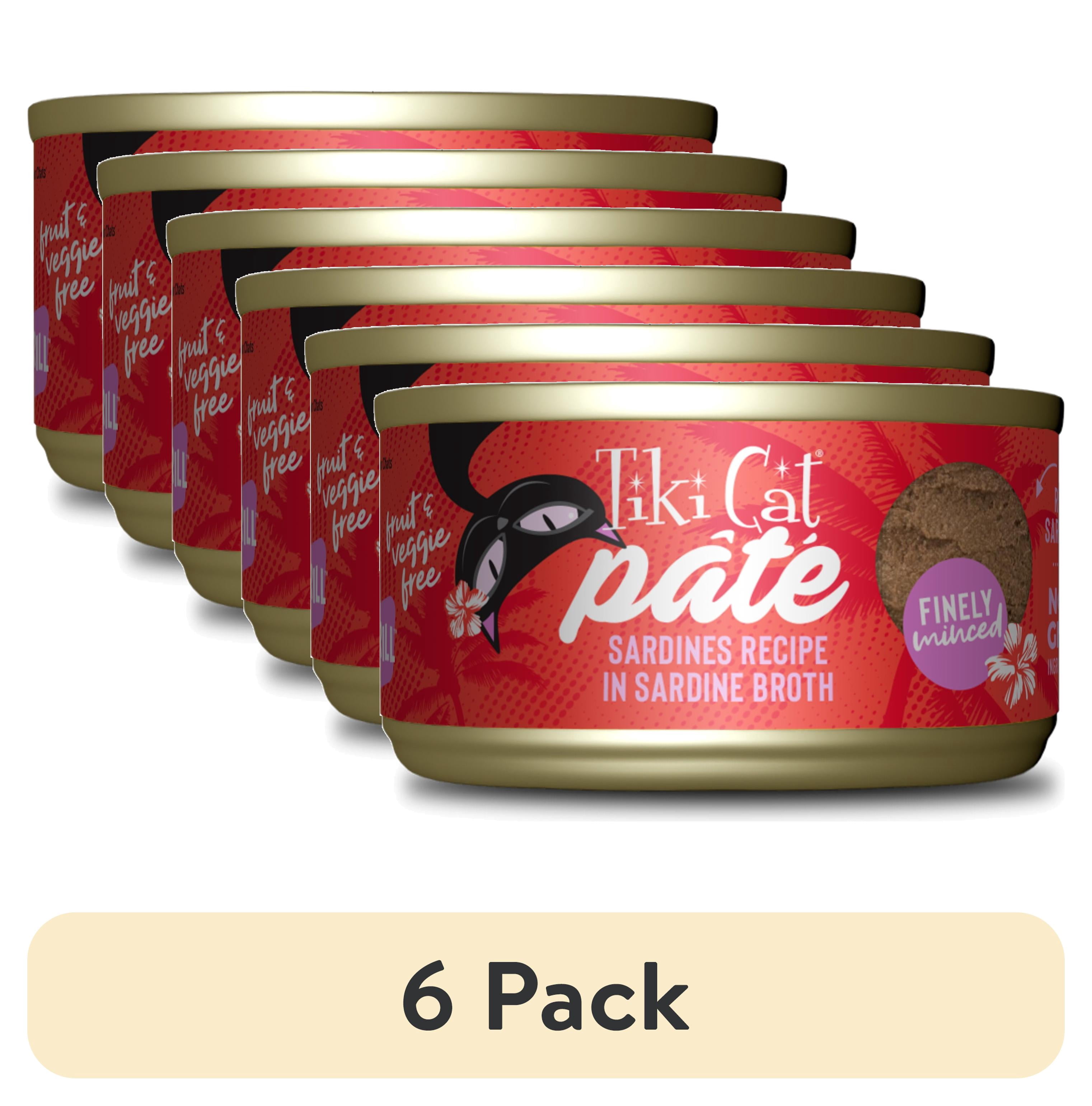 (6 pack) Tiki Cat Grill Pate Wet Cat Food, Sardines, 2.8 oz. Can ...