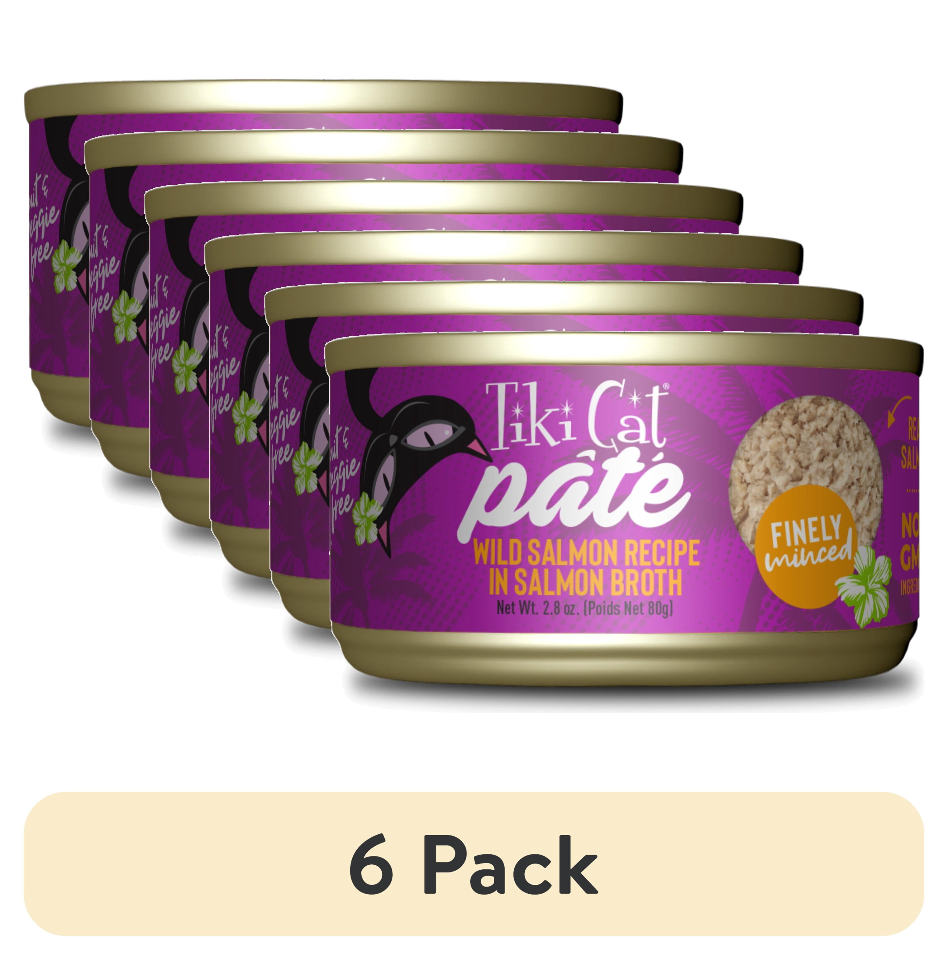 (6 pack) Tiki Cat Luau Pate Wet Cat Food, Salmon, 2.8 oz. Can - Walmart.com