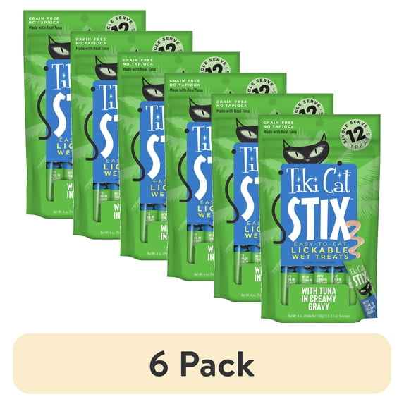 (6 pack) Tiki Cat Stix Wet Cat Treats, Tuna, 6 oz. Pouch - Walmart.com