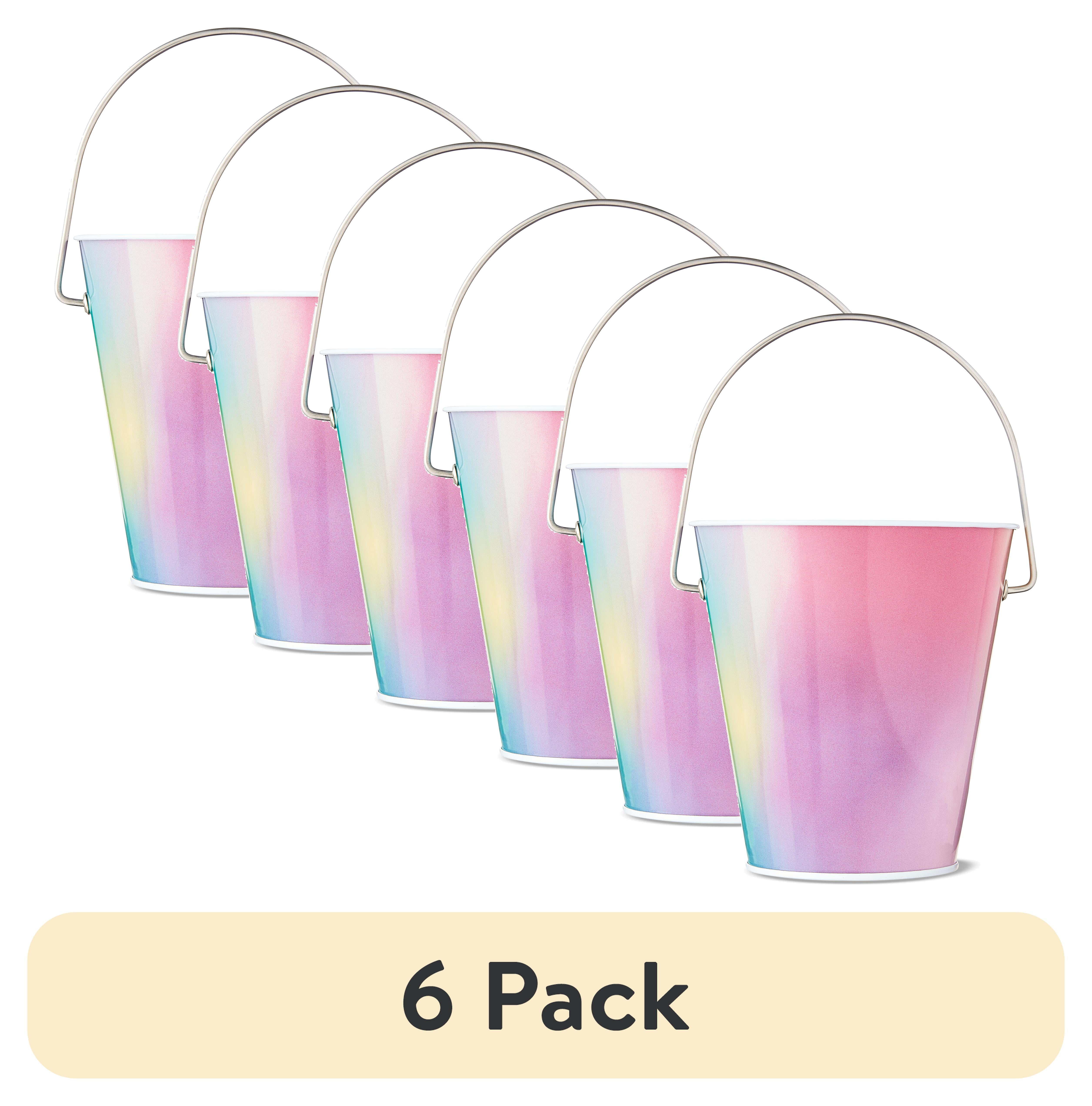 (6 pack) Rainbow Tin Pail with Handle, 4.5", by Way To Celebrate ...