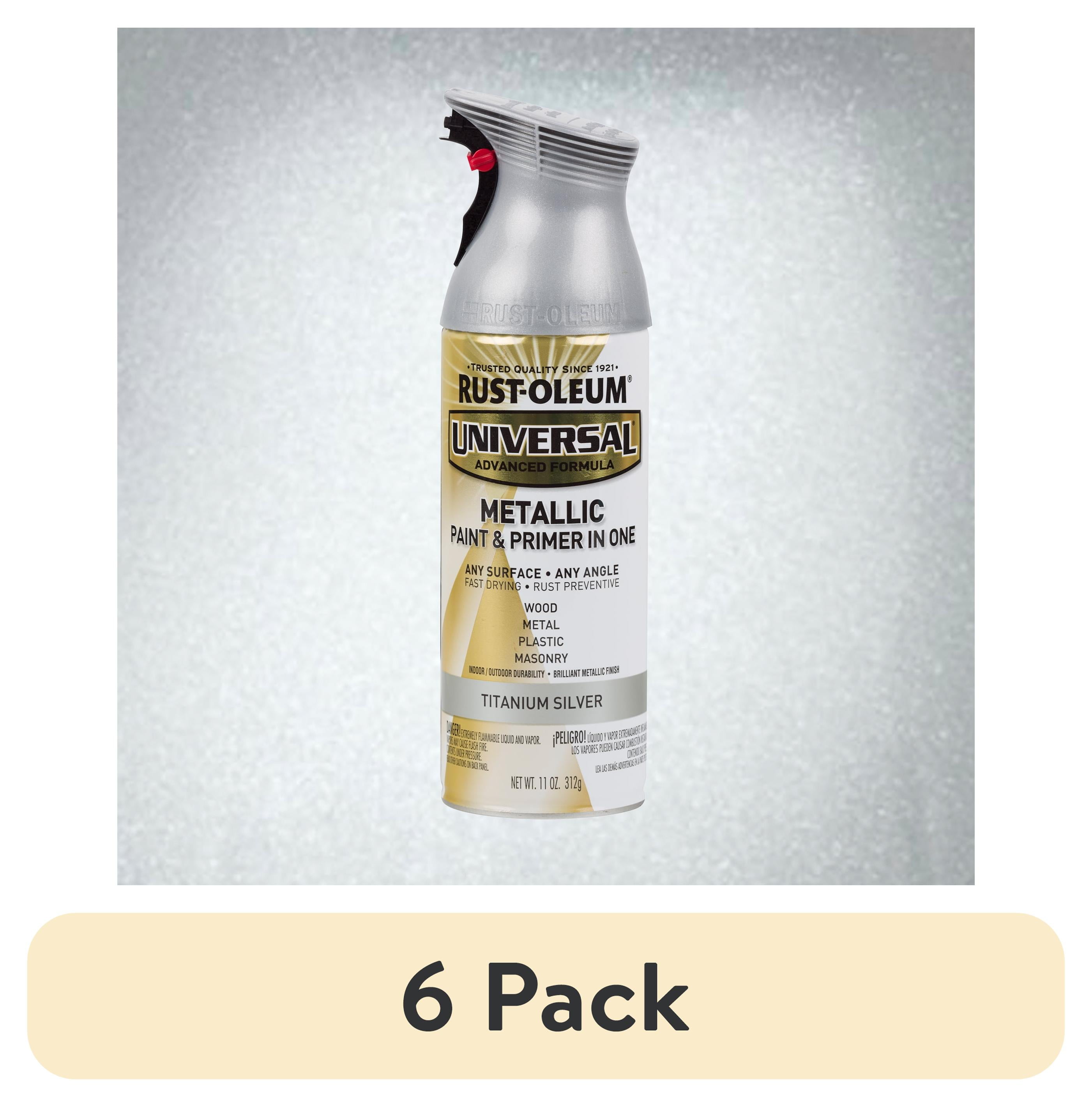 (6 pack) Titanium Silver, Rust-Oleum Universal Metallic Paint & Primer ...