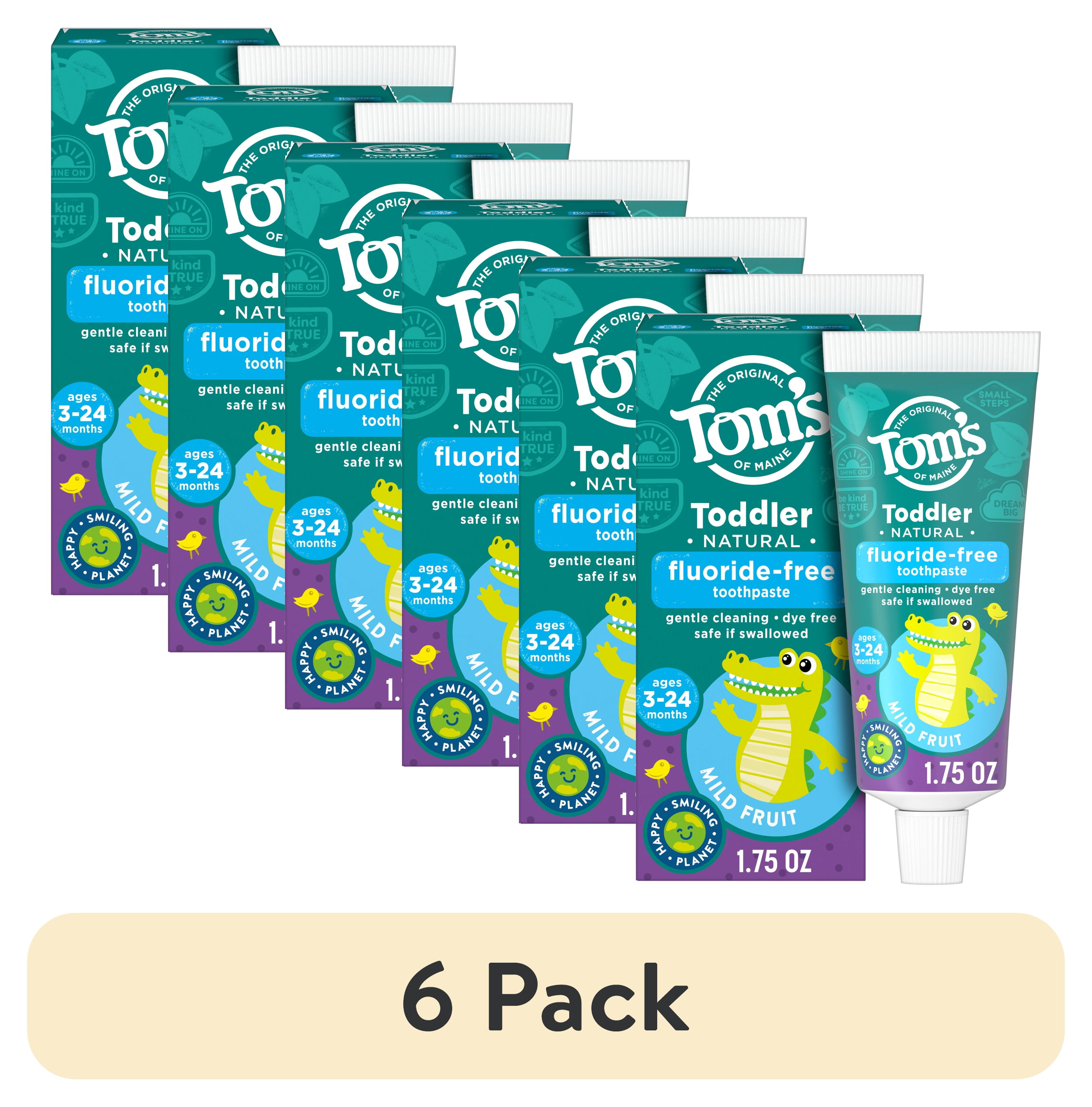 (6 pack) Tom’s of Maine Fluoride Free Toddler Training Toothpaste, Mild ...