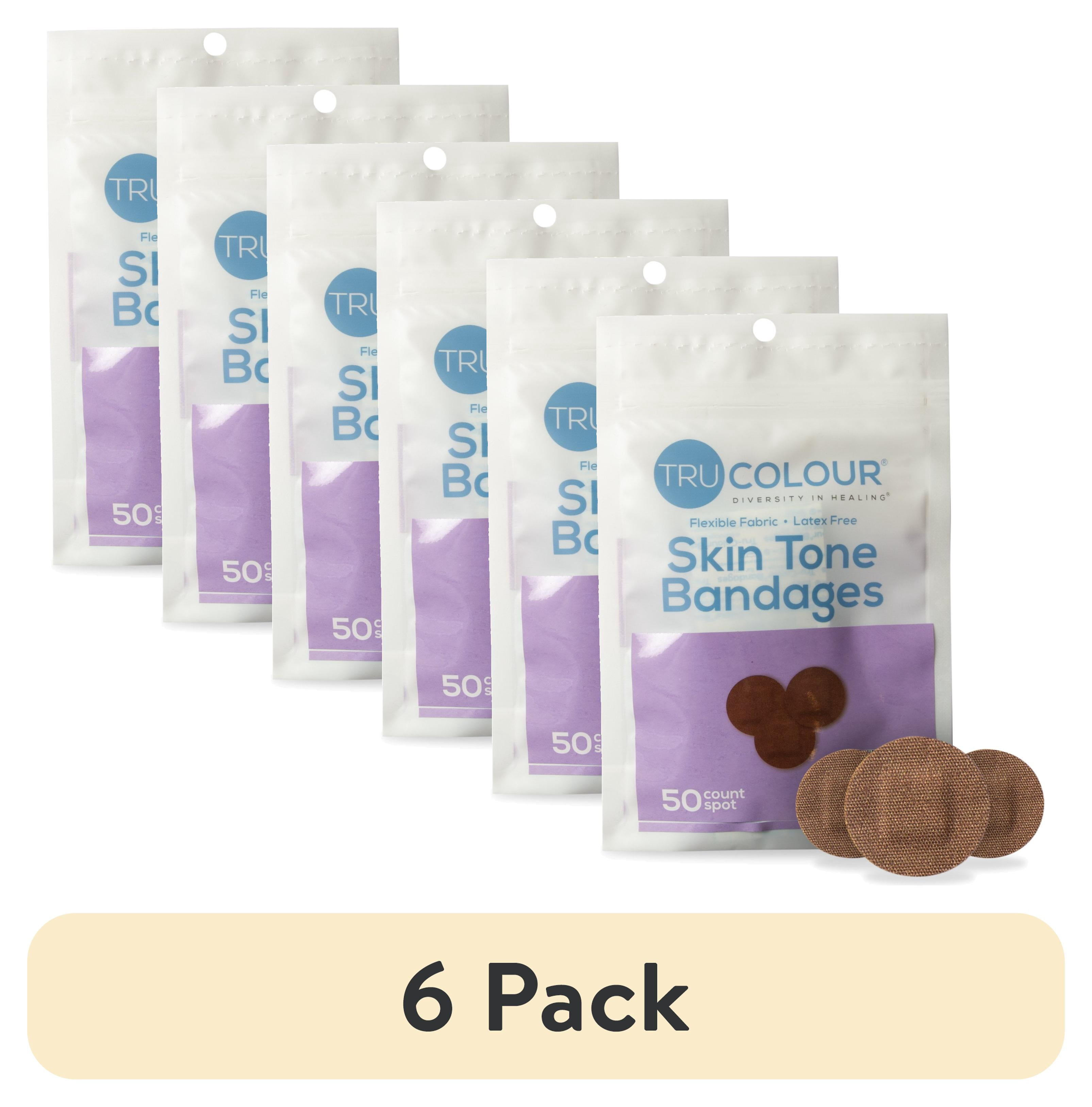 (6 pack) TruColour Skin Tone Bandages, Flexible Fabric, Spot Shape ...