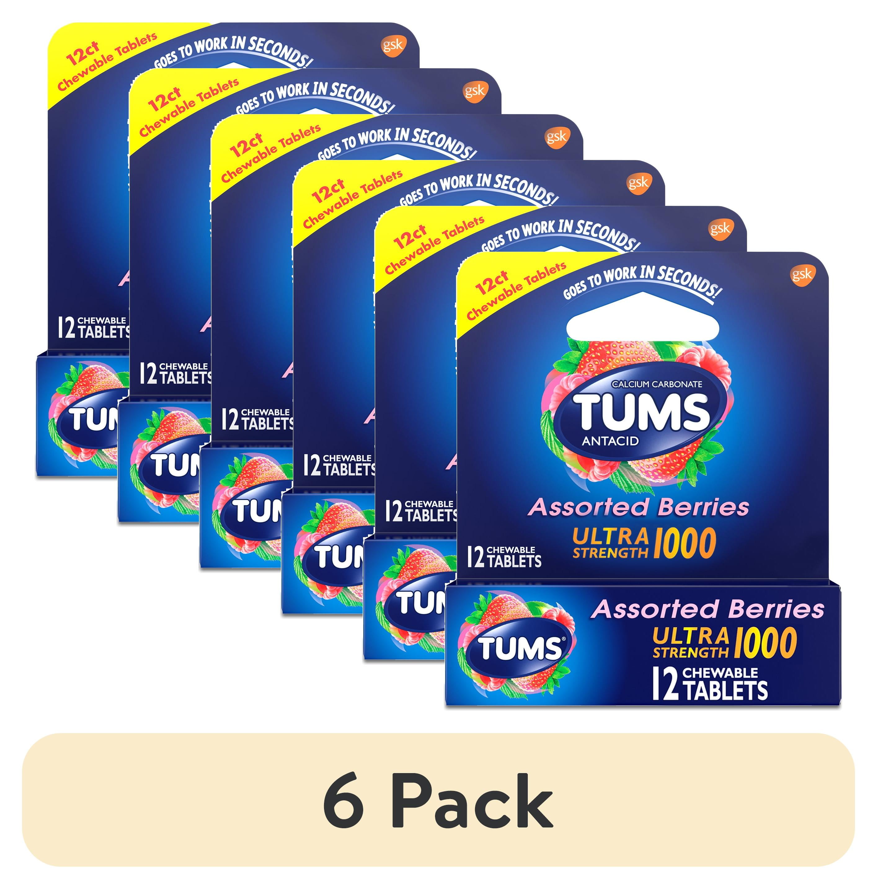 (6 pack) Tums Ultra Strength Heartburn Relief Chewable Antacid Tablets ...
