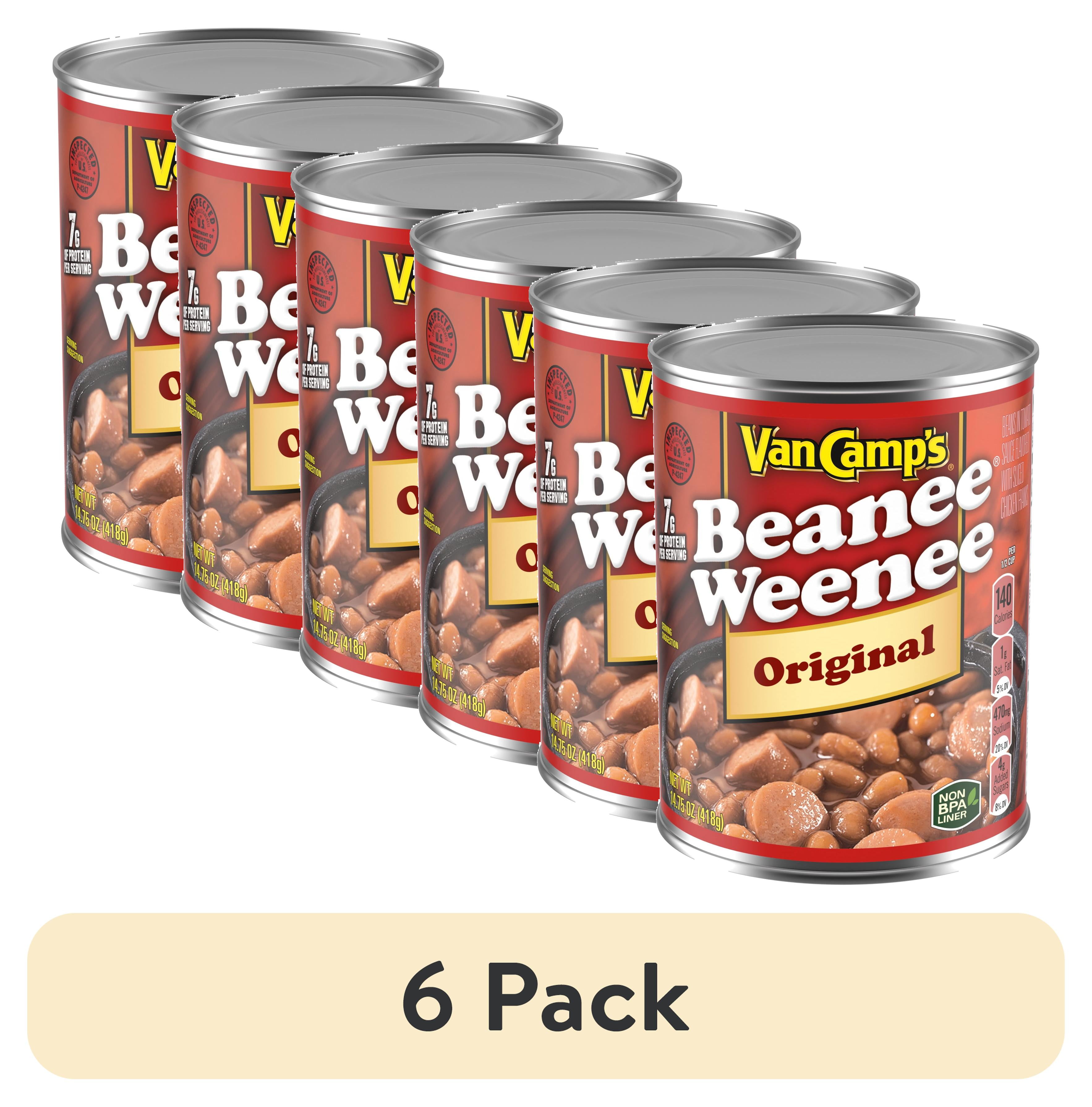 (6 pack) Van Camp's Original Beanee Weenee, 7g Protein Per Serving ...