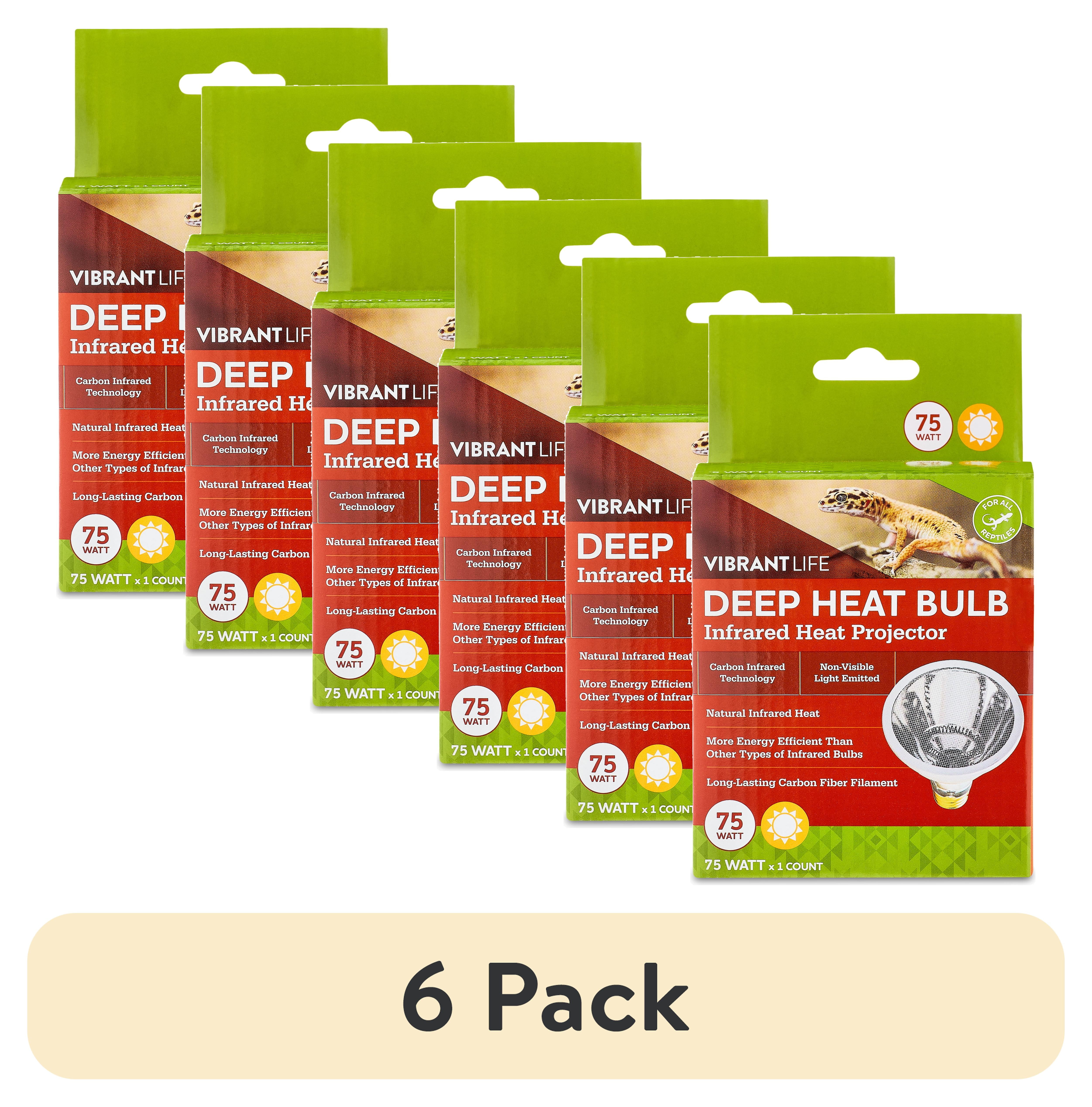 (6 pack) Vibrant Life Deep Heat Bulb for Reptile Terrarium Habitat ...