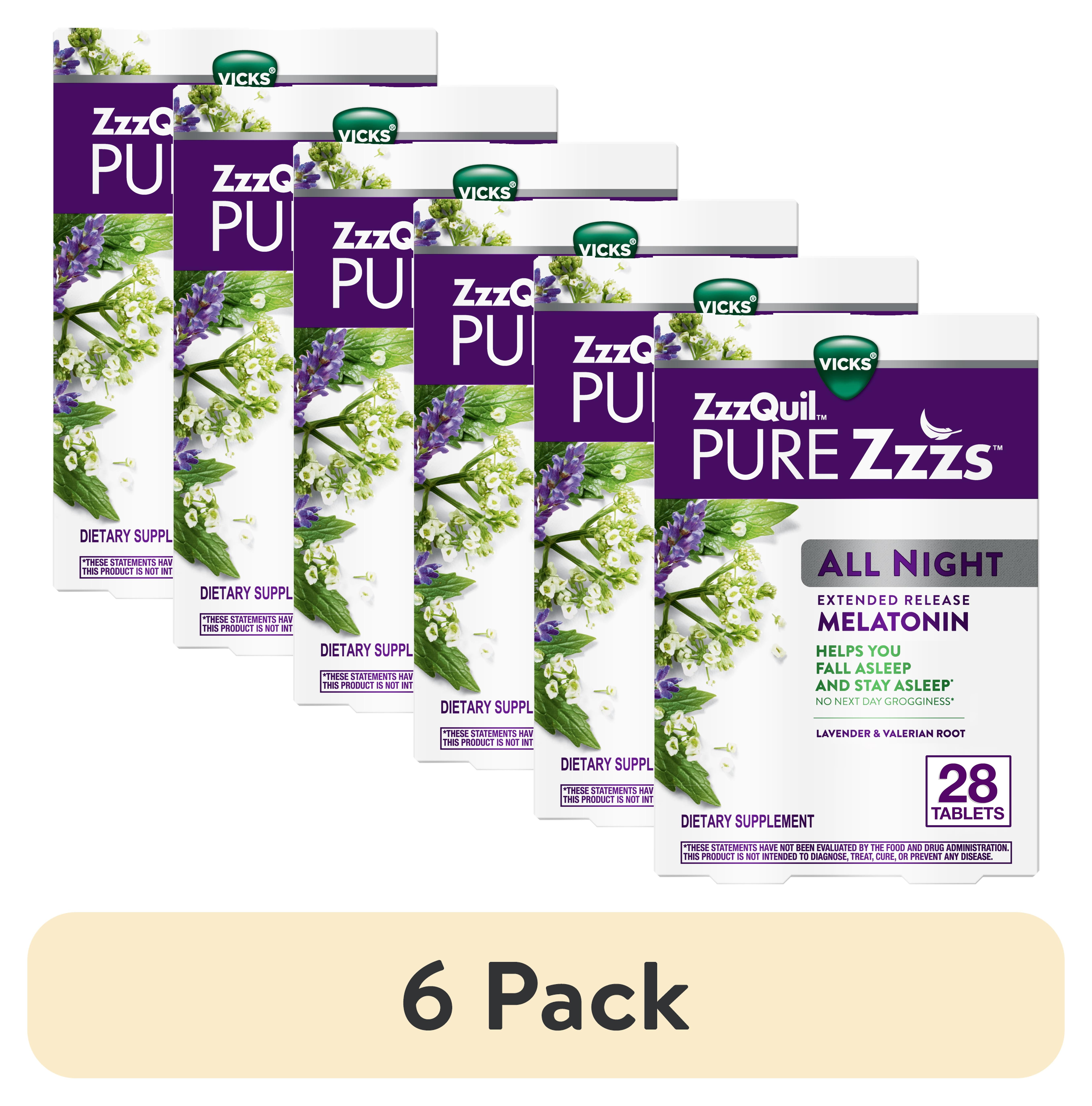 (6 pack) Vicks ZzzQuil Pure Zzzs All Night Extended Release Melatonin ...