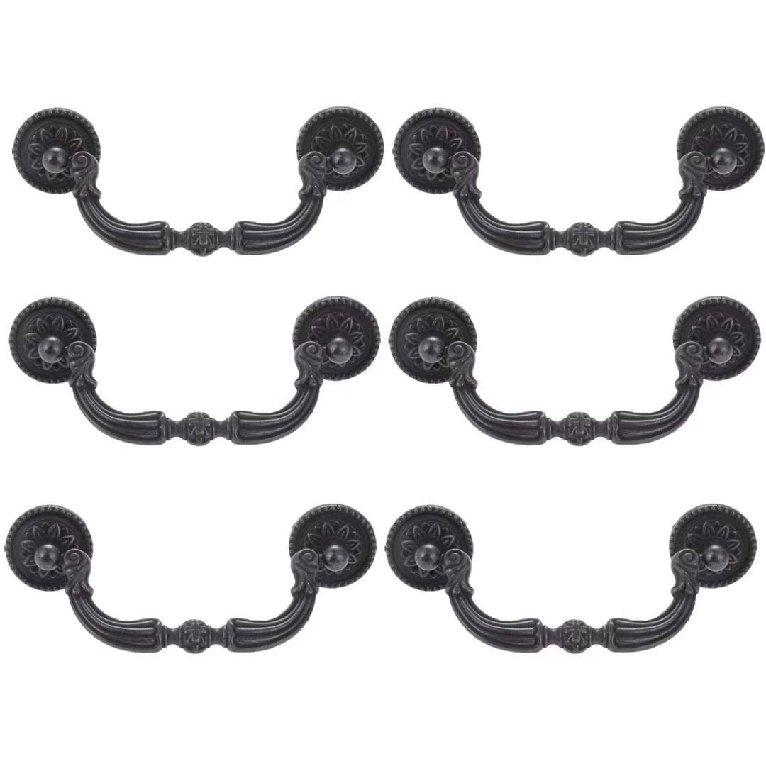 6 pack Vintage Cabinet Pulls Black Zinc Alloy Pull Handles ,Traditional ...