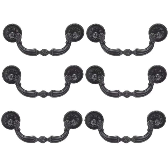 6 pack Vintage Cabinet Pulls Black Zinc Alloy Pull Handles ,Traditional ...