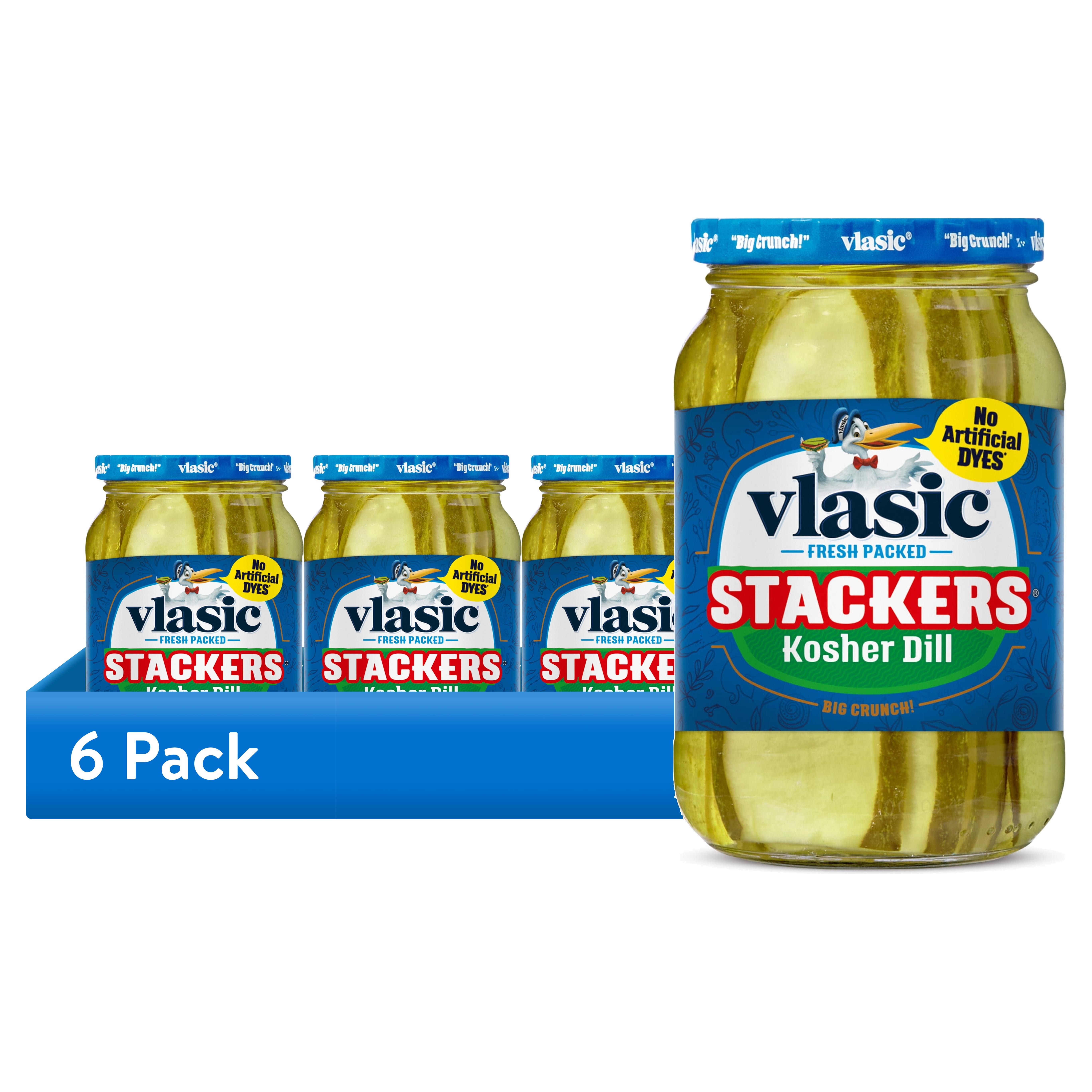 (6 pack) Vlasic Dill Pickle Sandwich Stackers, Kosher Dill Pickles, 16 ...