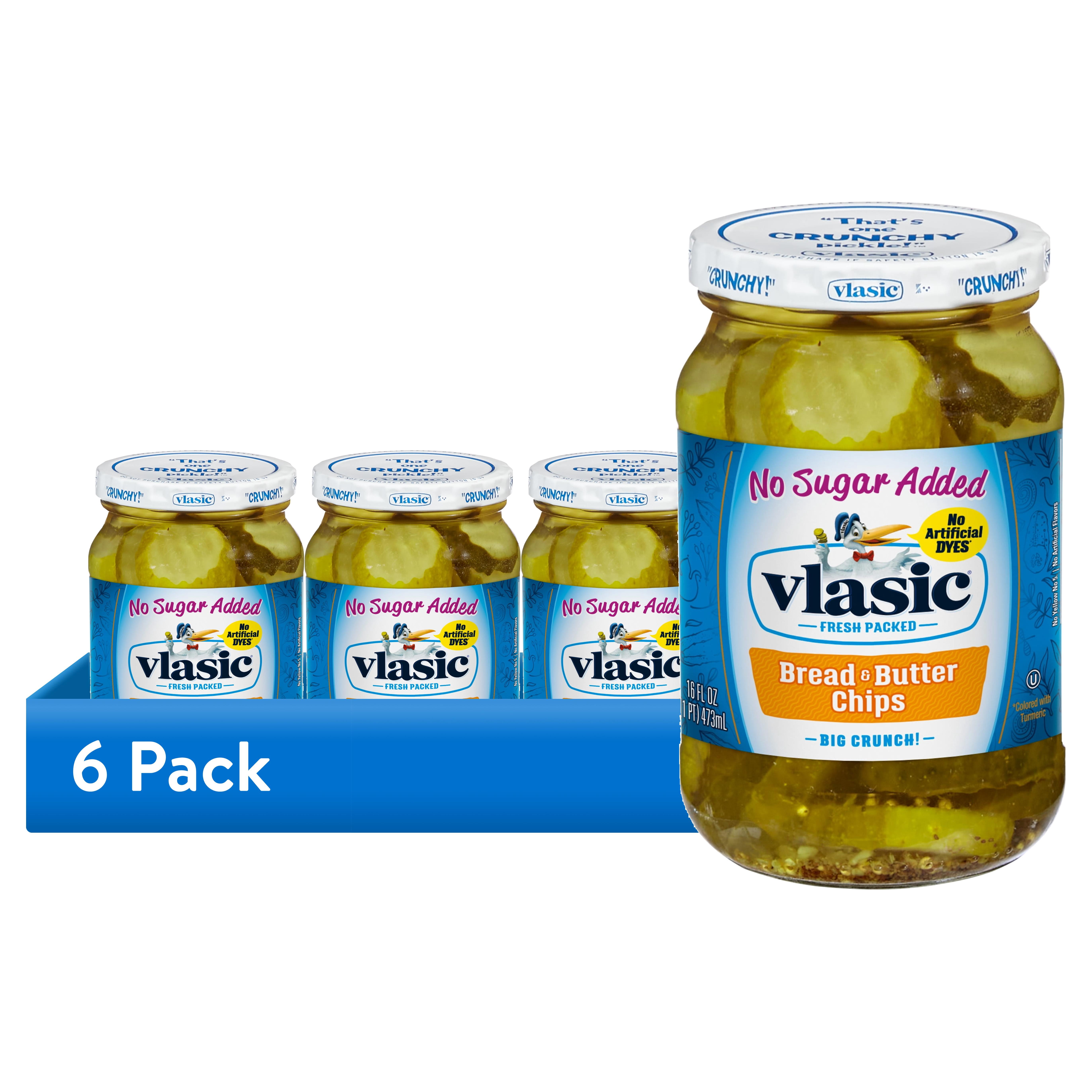 (6 pack) Vlasic No Sugar Added Bread & Butter Pickle Chips, 16 fl. oz ...