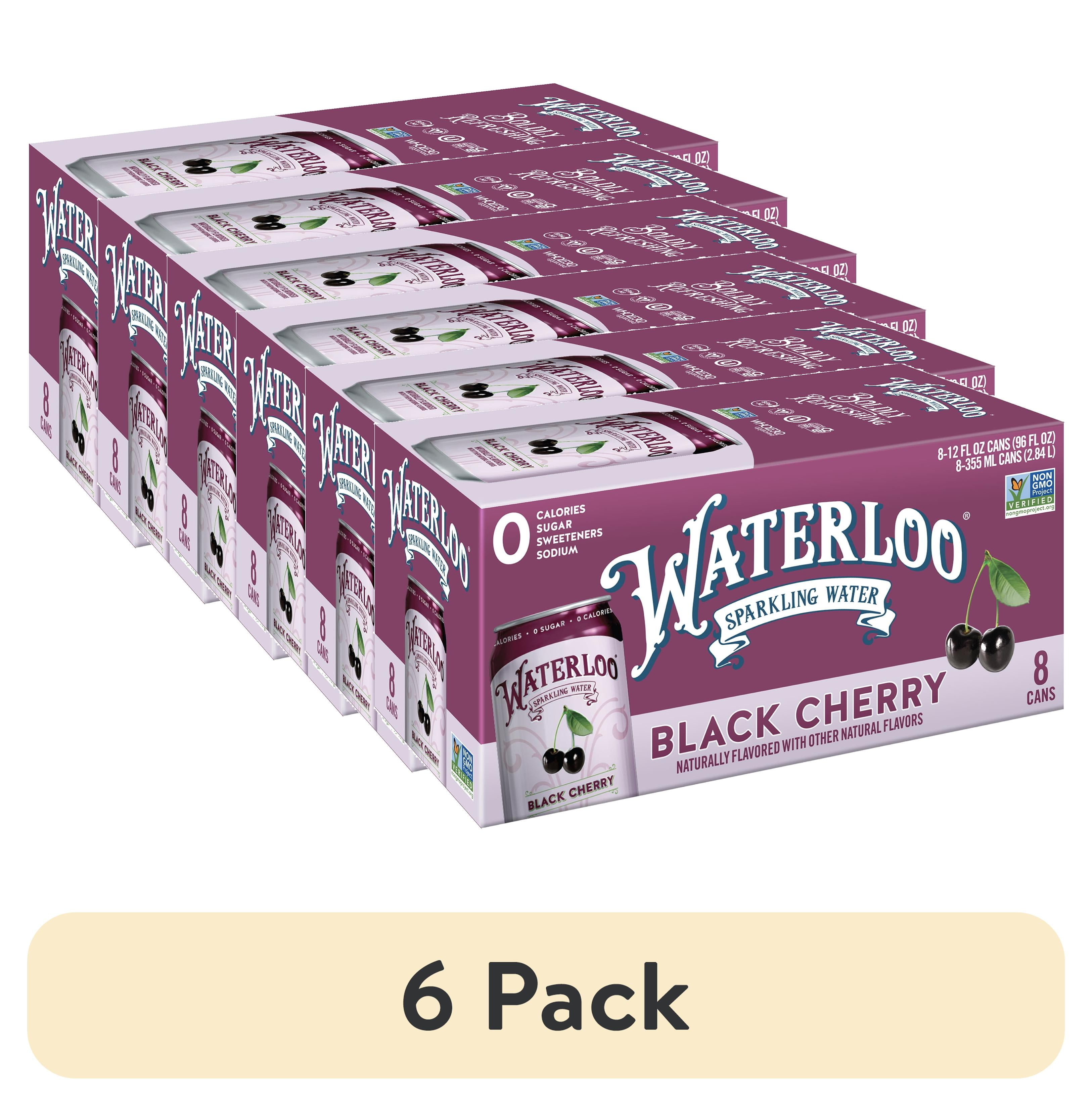 (6 pack) Waterloo Sparkling Water, Black Cherry, 12 fl oz, 8 Pack Cans ...