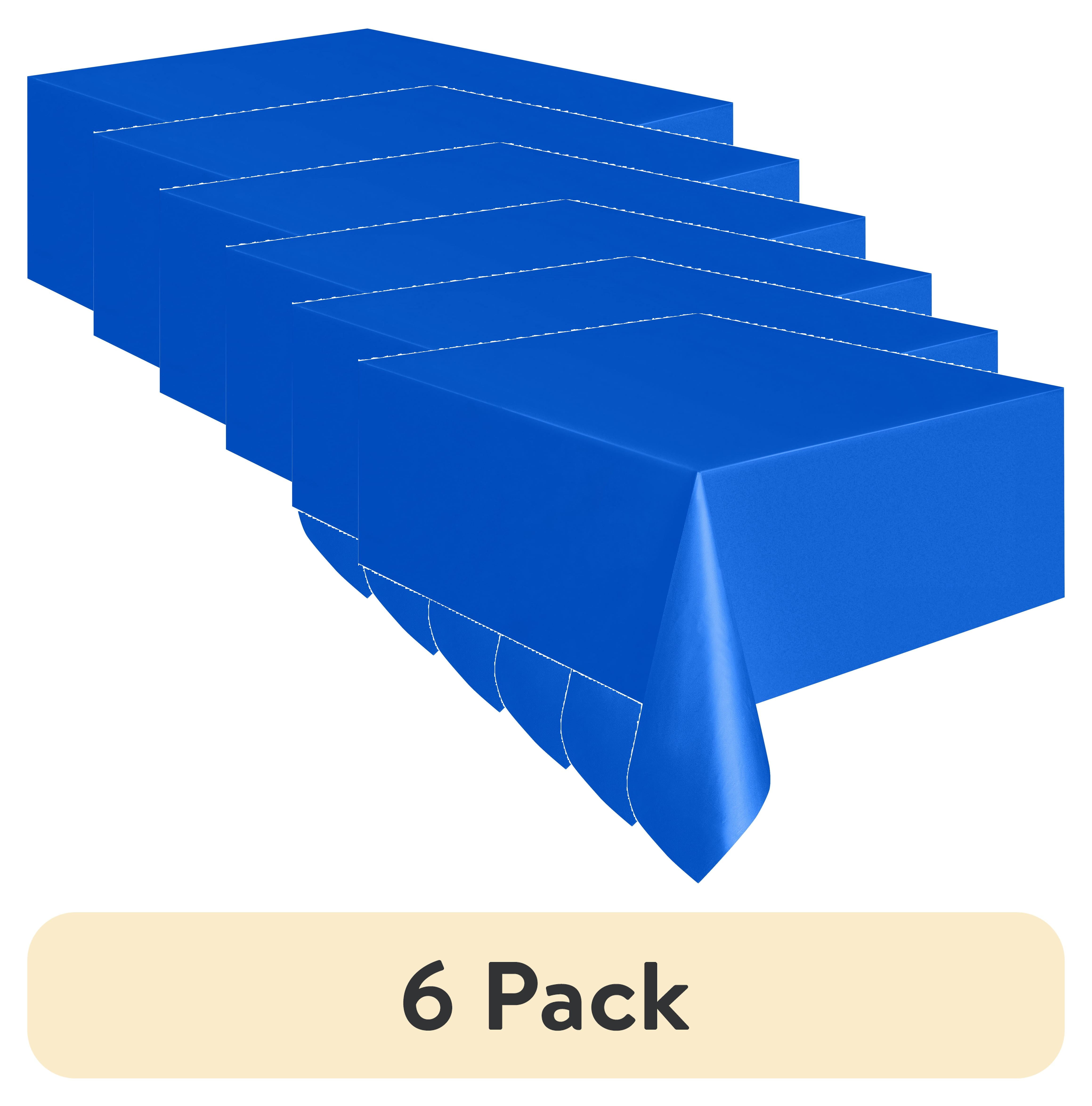 (6 pack) Rectangular 54" x 108" Electric Blue Plastic Table Cover, by ...