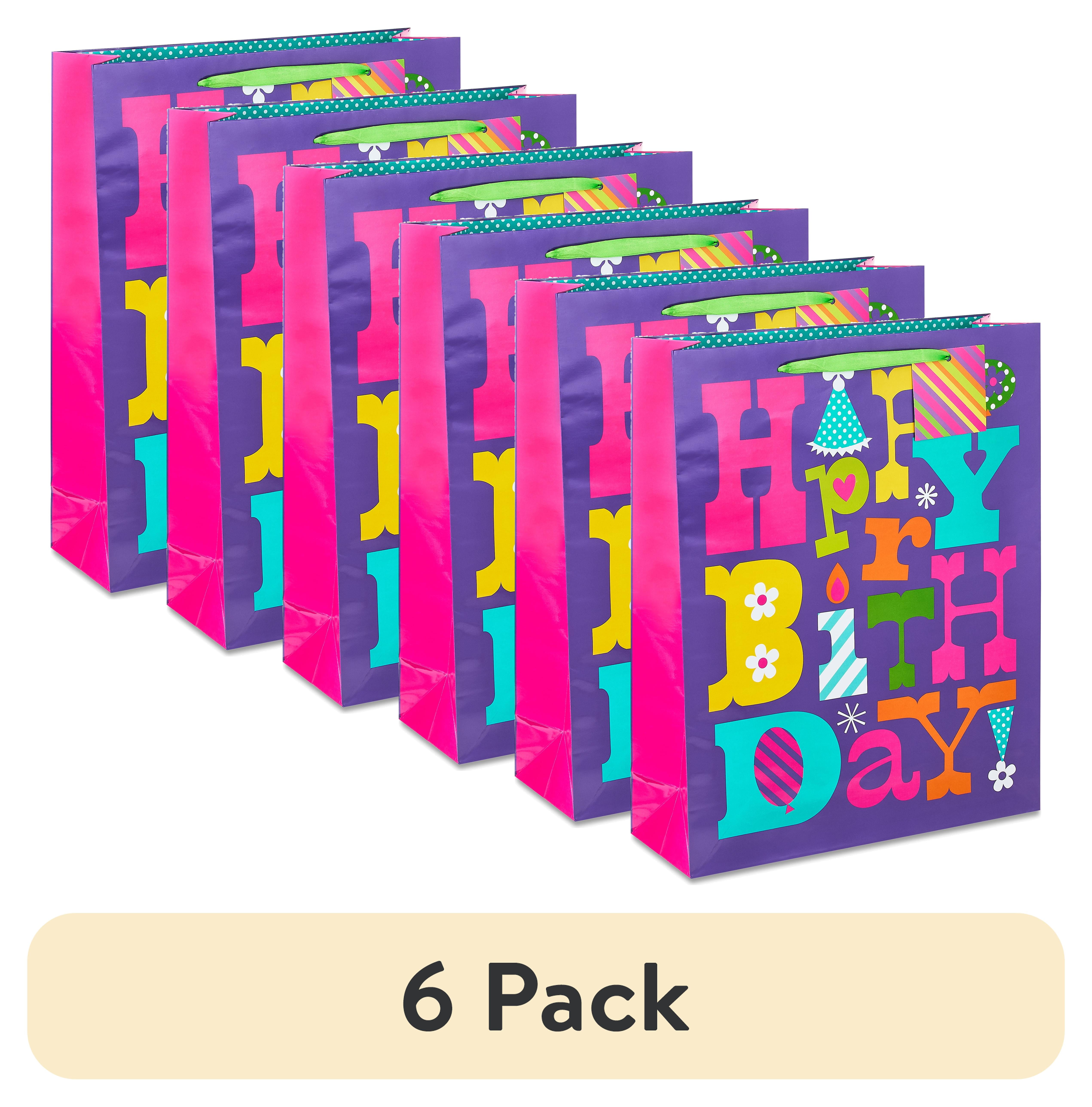 (6 pack) Multicolor Happy Birthday Paper Gift Bag, 14.5" x 18", by Way ...