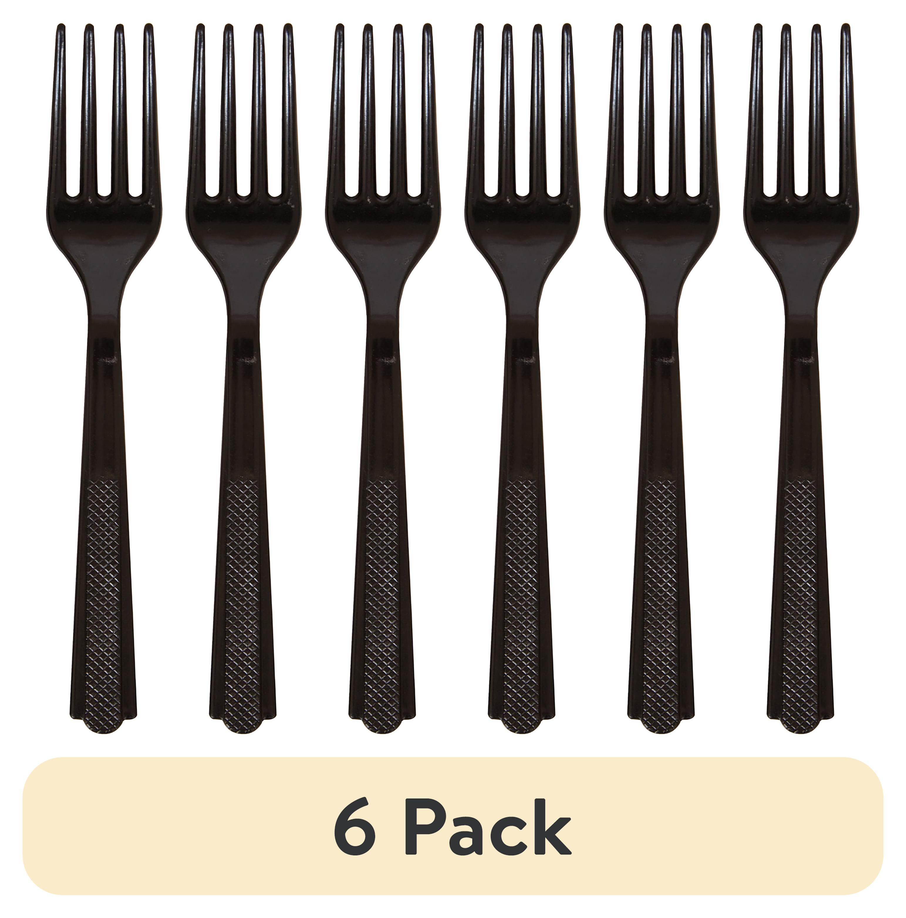 (6 pack) Plastic Disposable Forks, Black, 24 Pieces, by Way To ...
