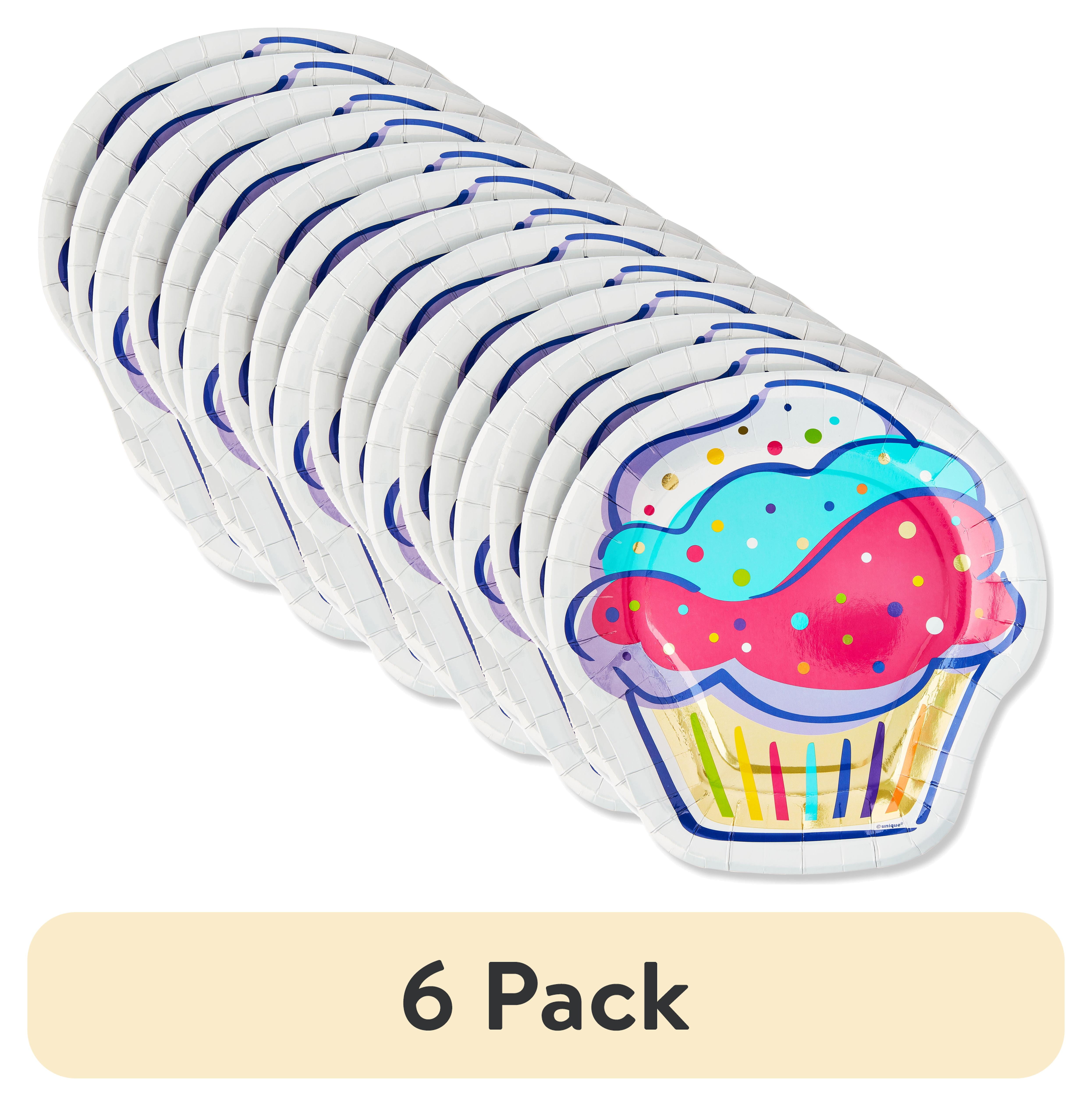 (6 pack) Cupcake Shaped Disposable Paper Plates, 8.25", Multicolor, 10 ...