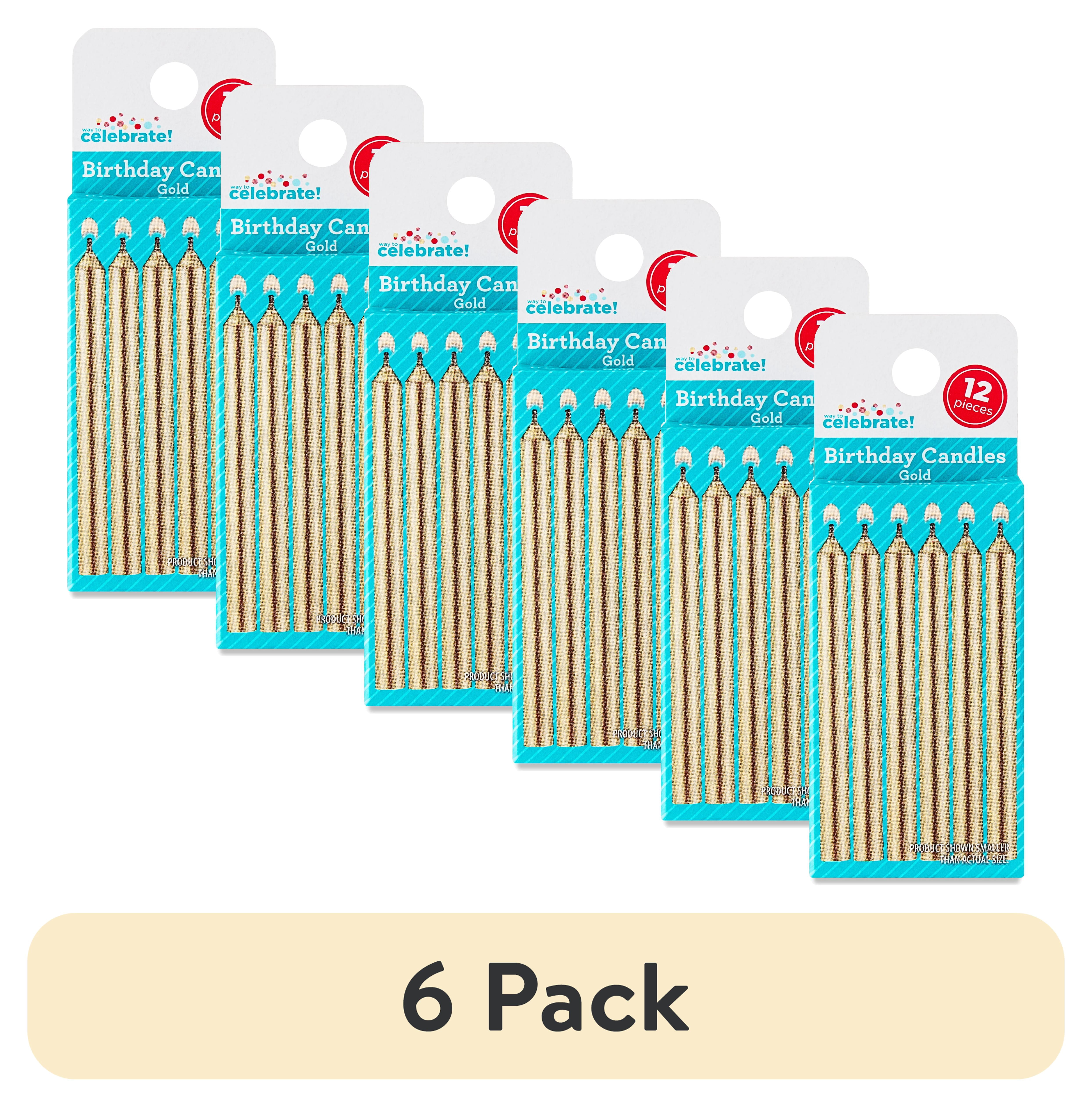 (6 pack) Gold Metallic Birthday Candles, 12 Count, by Way To Celebrate ...