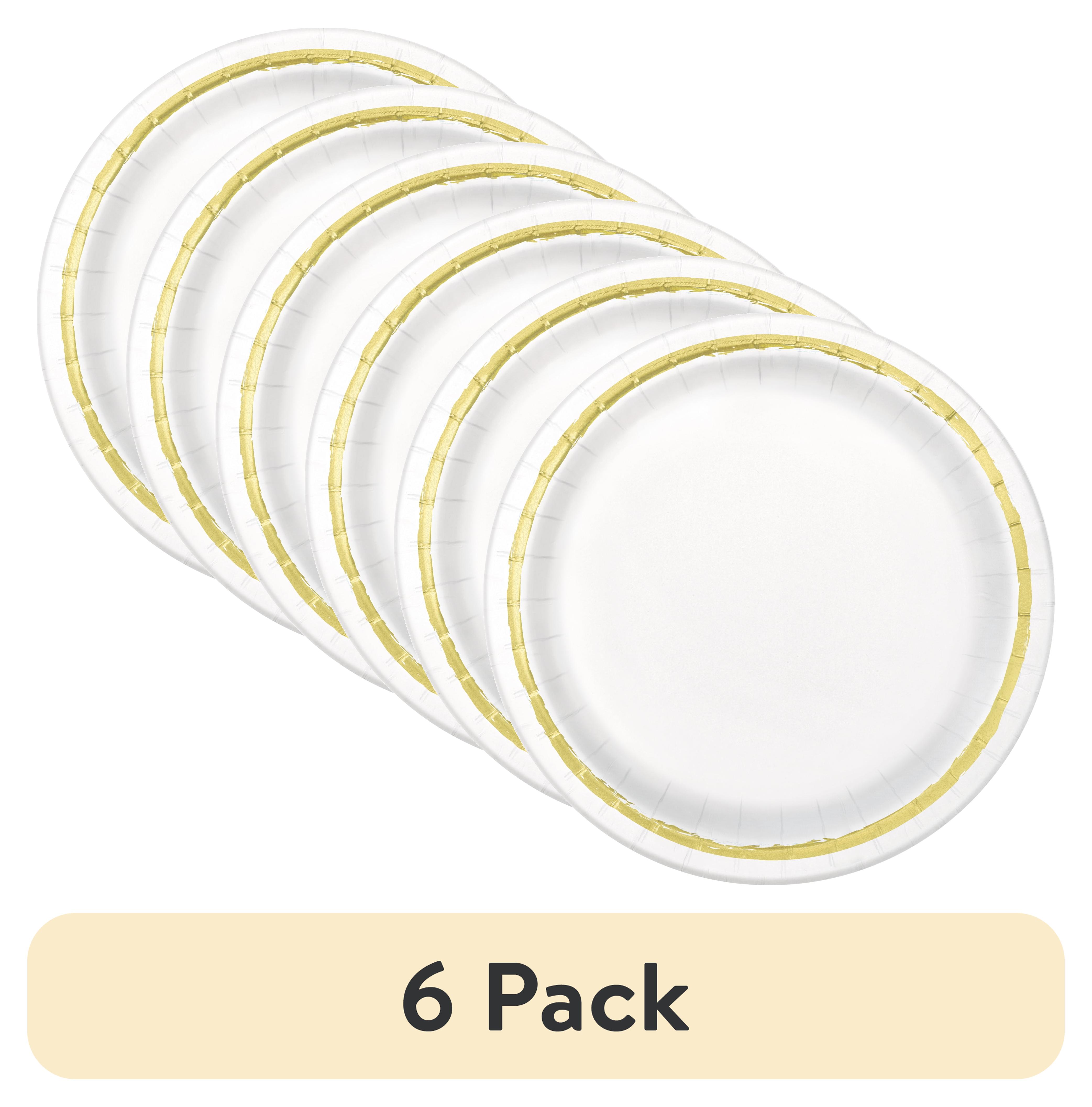 (6 pack) Way to Celebrate! Gold Painted Stripes Paper Dessert Plates ...