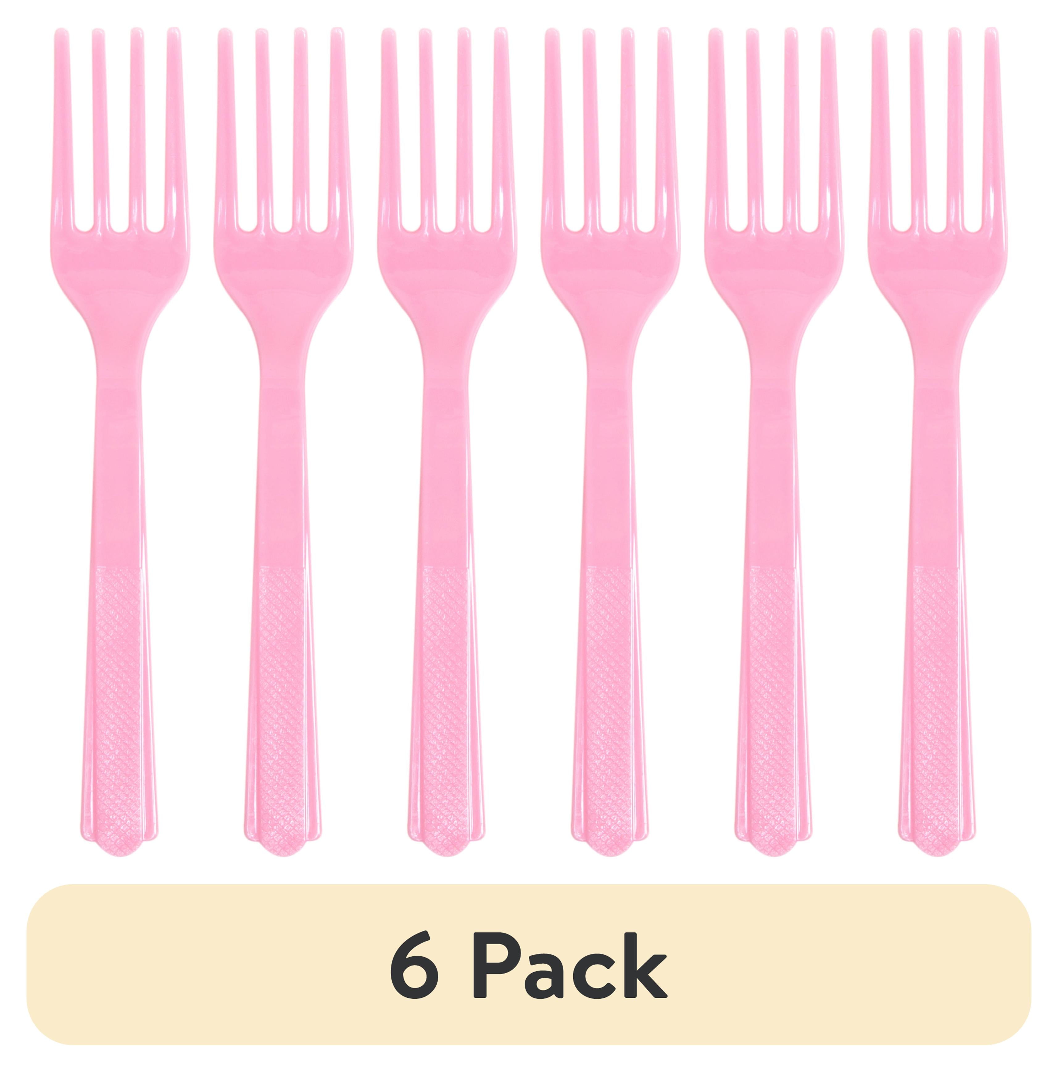 (6 pack) Plastic Disposable Forks, Light Pink, 24 Pieces, by Way To ...