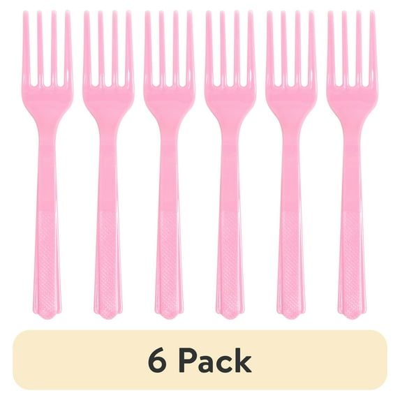 (6 pack) Plastic Disposable Forks, Light Pink, 24 Pieces, by Way To ...