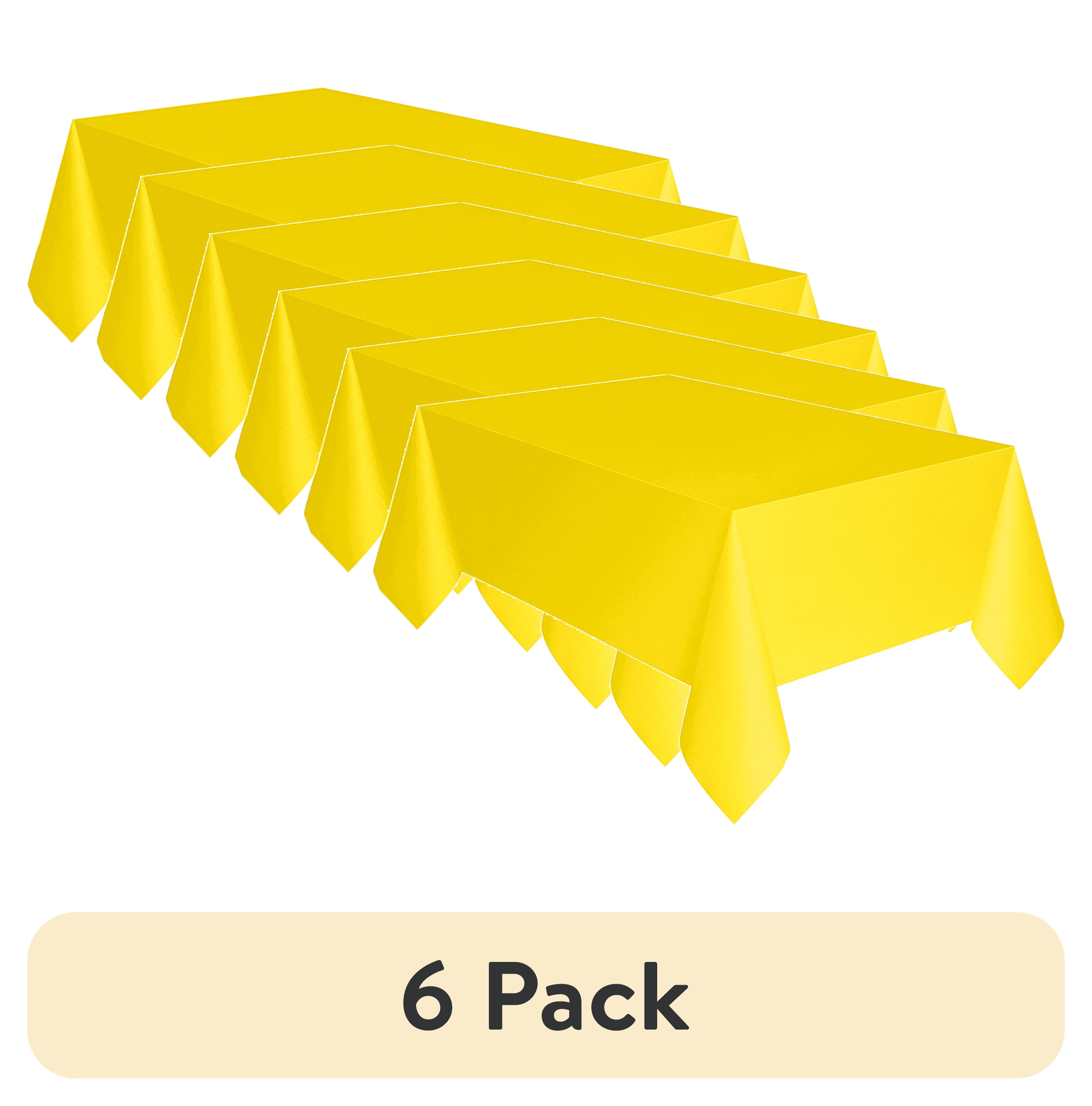 (6 pack) Rectangular 54" x 108" Neon Yellow Plastic Table Cover, by Way ...