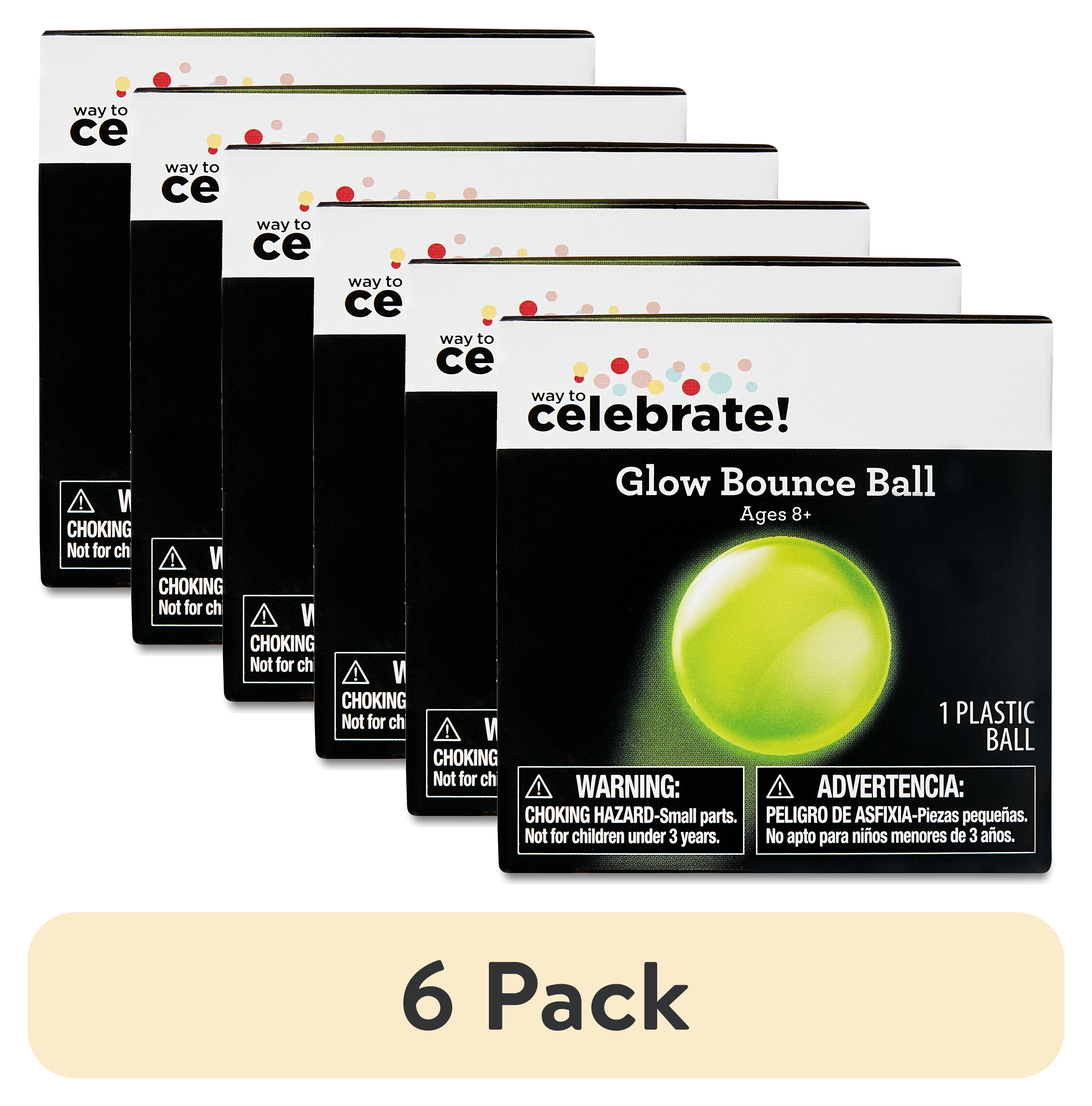 (6 pack) Green Glow Bounce Ball, by Way To Celebrate - Walmart.com