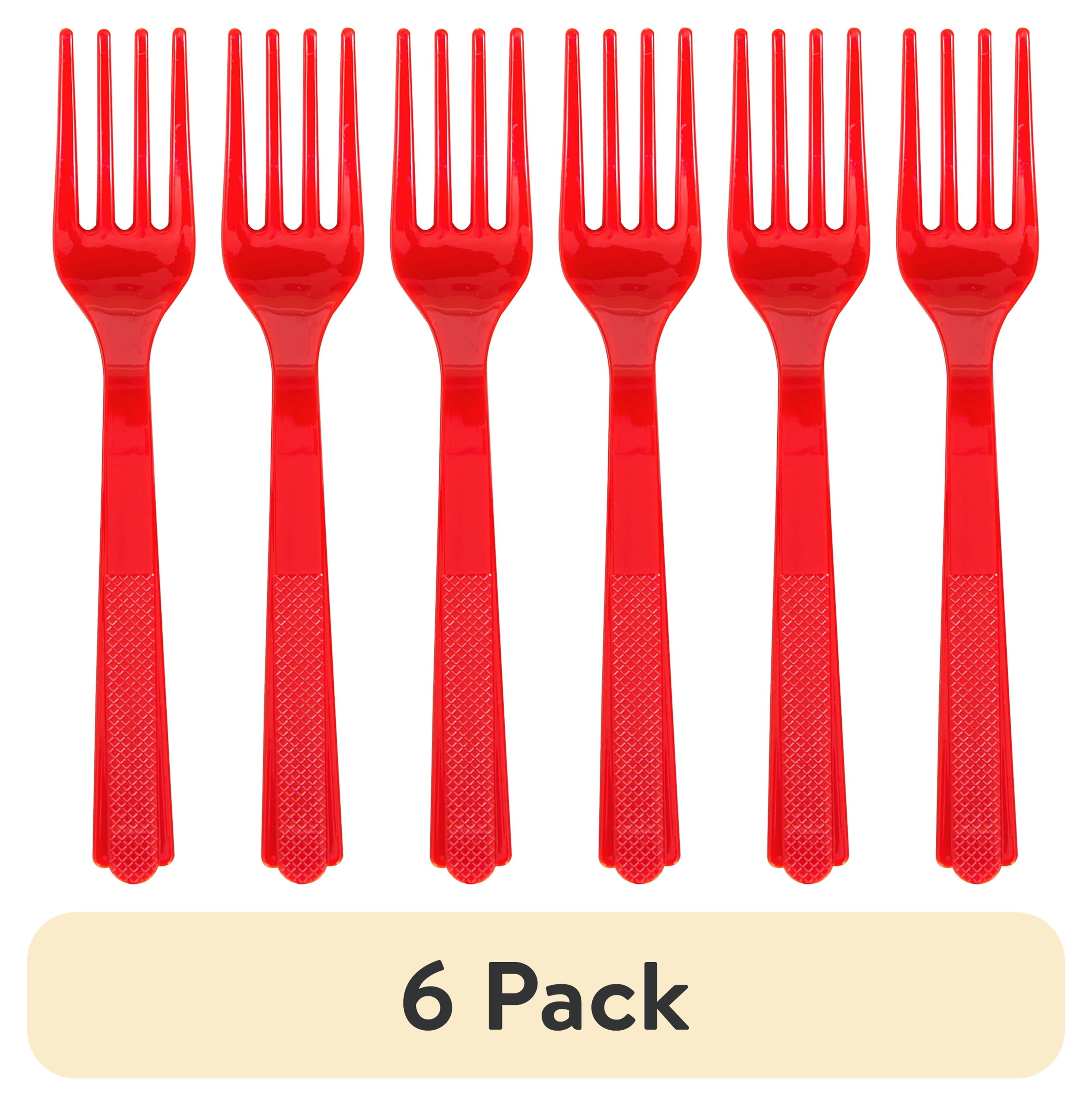 (6 pack) Disposable Plastic Forks, Red, 24 Pieces, by Way To Celebrate ...