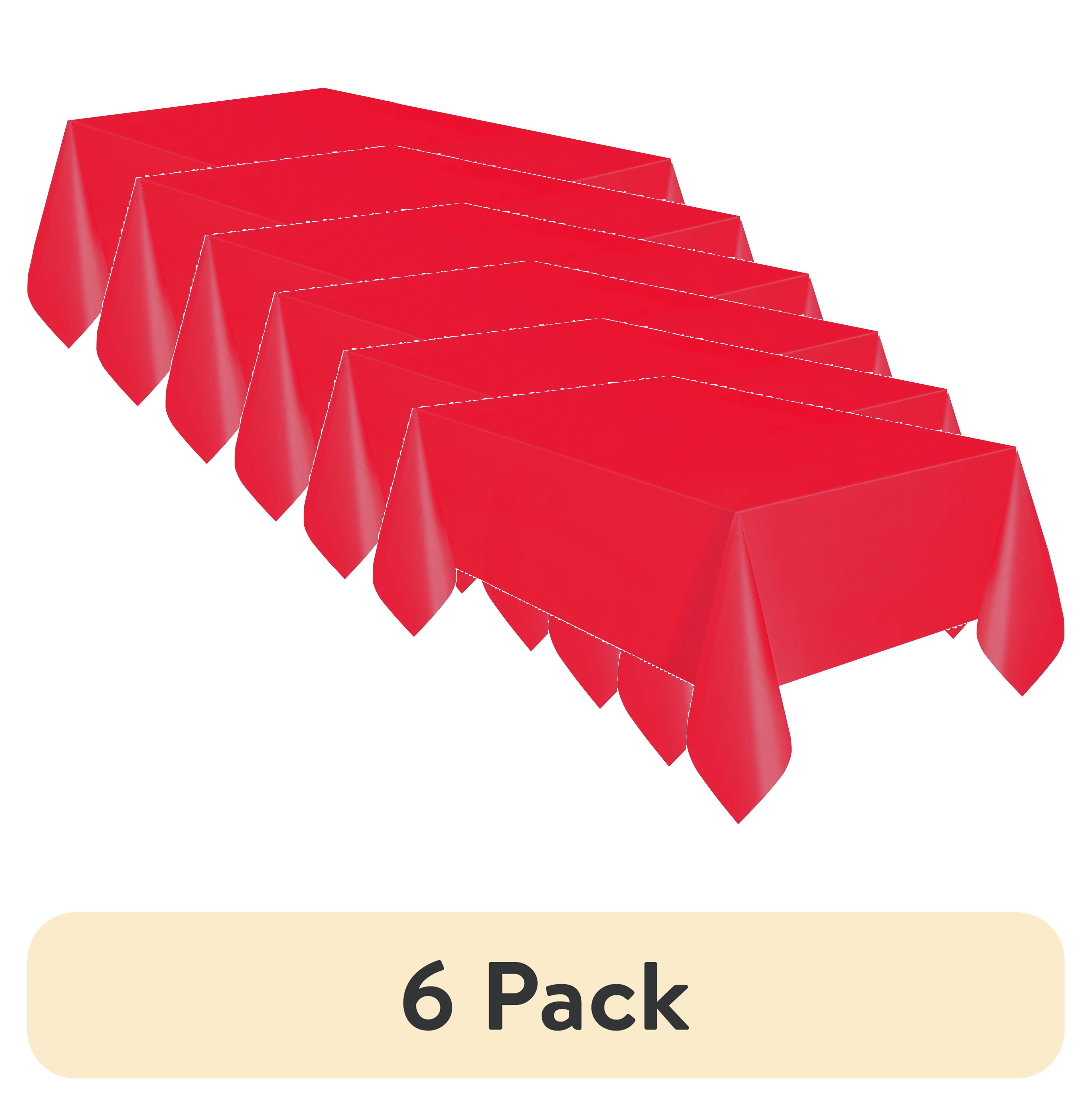 (6 pack) Rectangular 54" x 108" Red Plastic Table Cover, by Way To ...