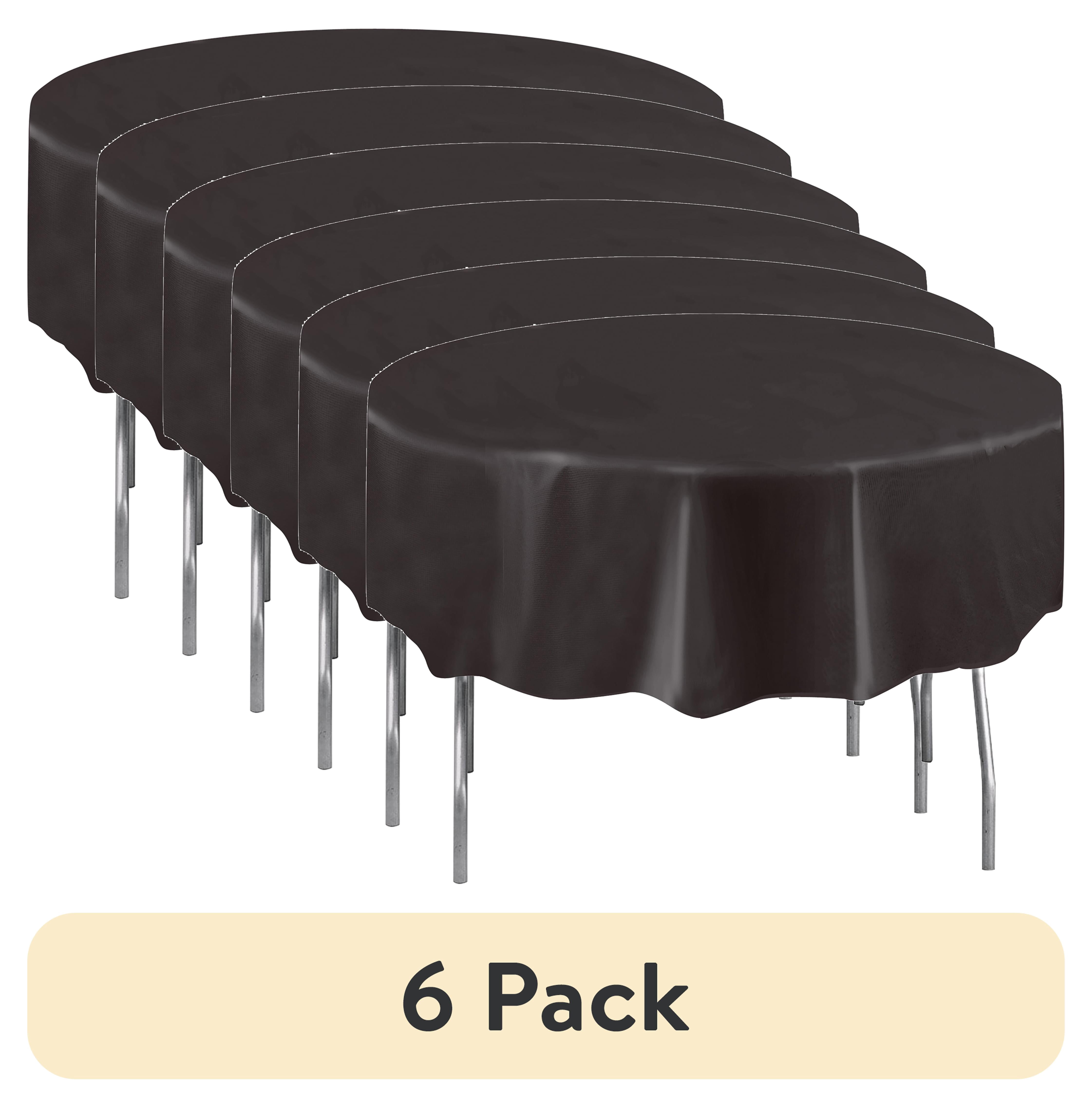 (6 pack) Round 84" Black Plastic Table Cover, by Way To Celebrate ...