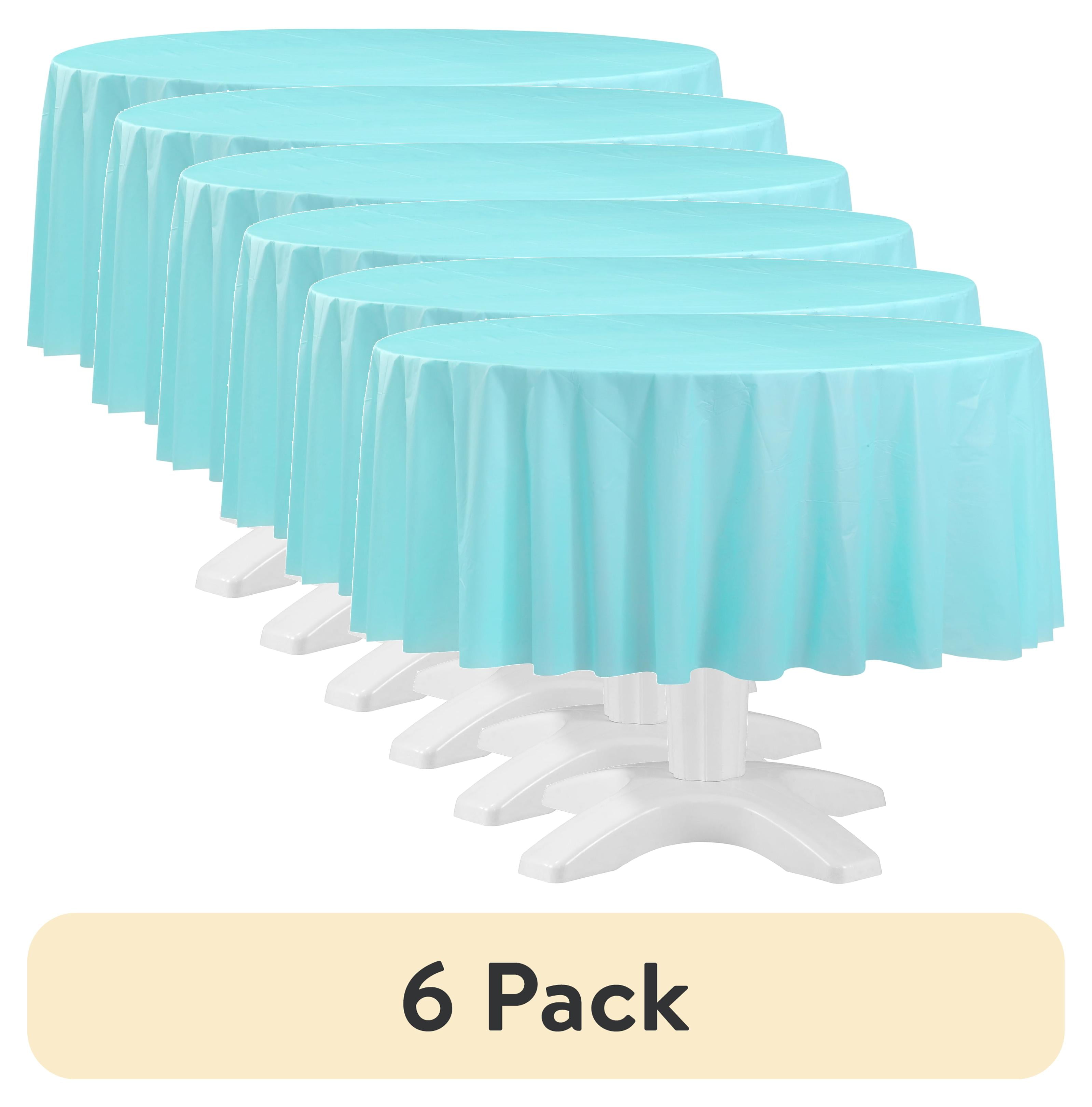 (6 pack) Round 84" Light Blue Plastic Table Cover, by Way To Celebrate ...