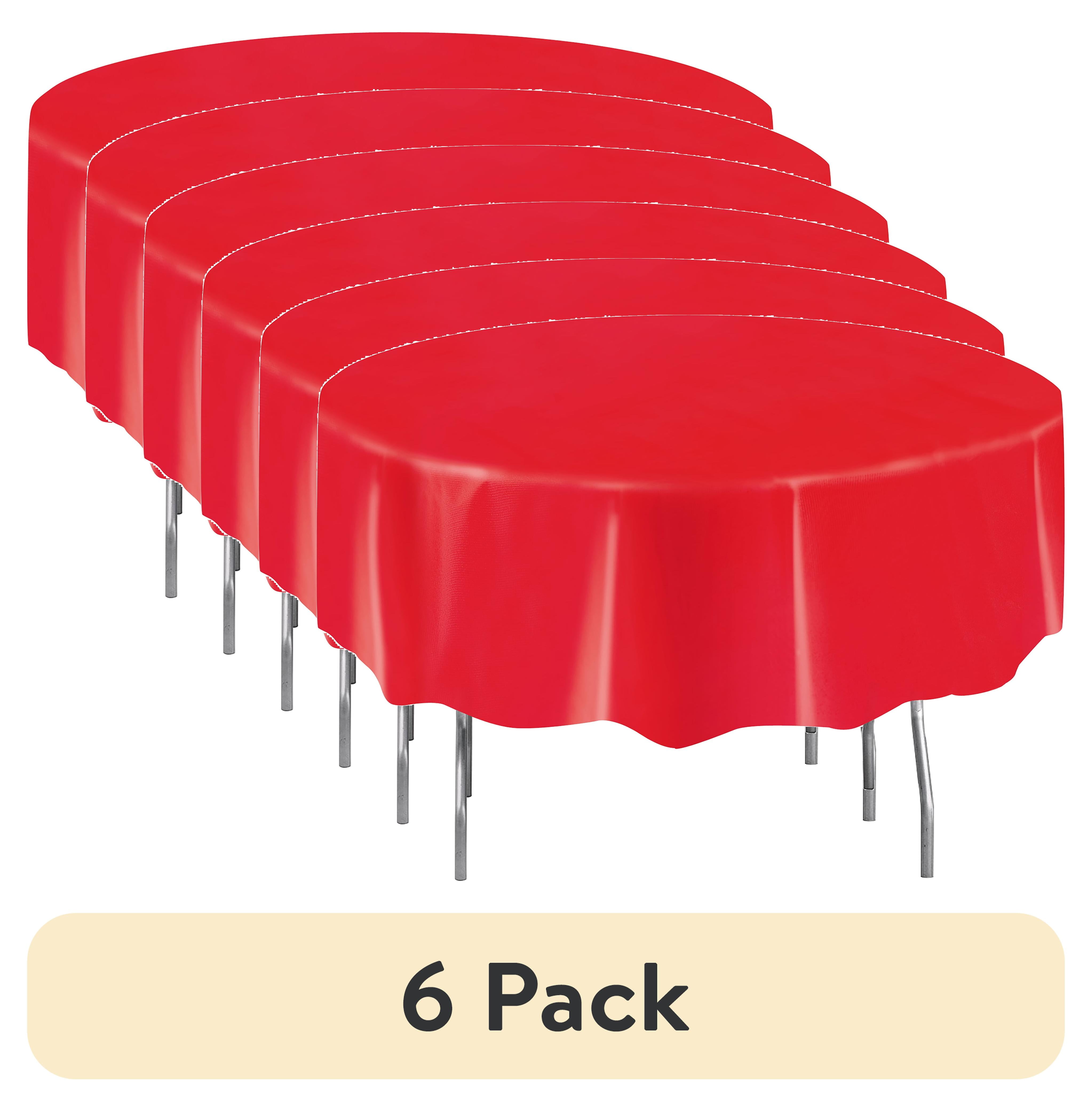 (6 pack) Round 84" Red Plastic Table Cover, by Way To Celebrate ...