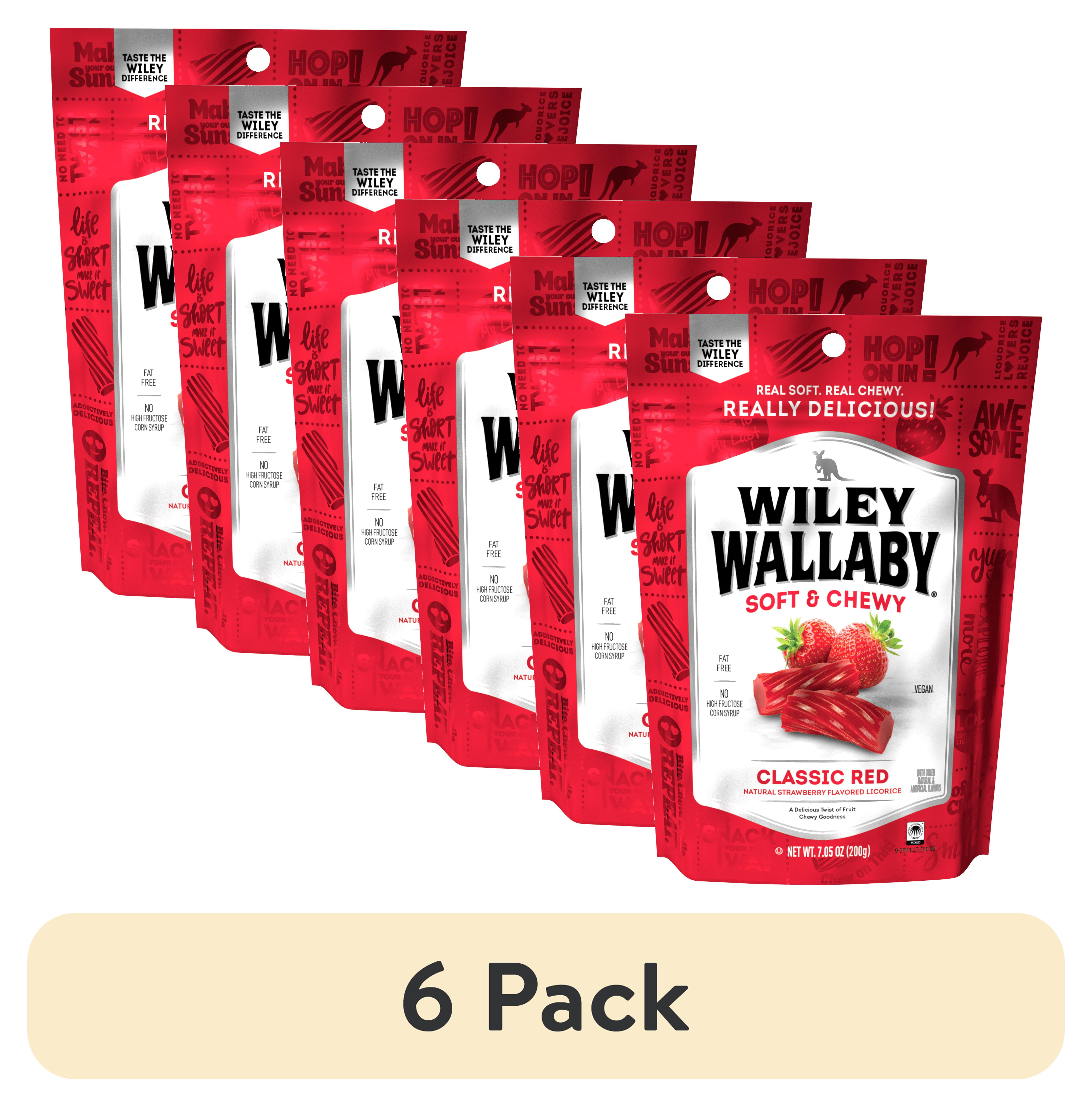 (6 pack) Wiley Wallaby Classic Red Licorice Candy, 7.05 oz. Resealable ...