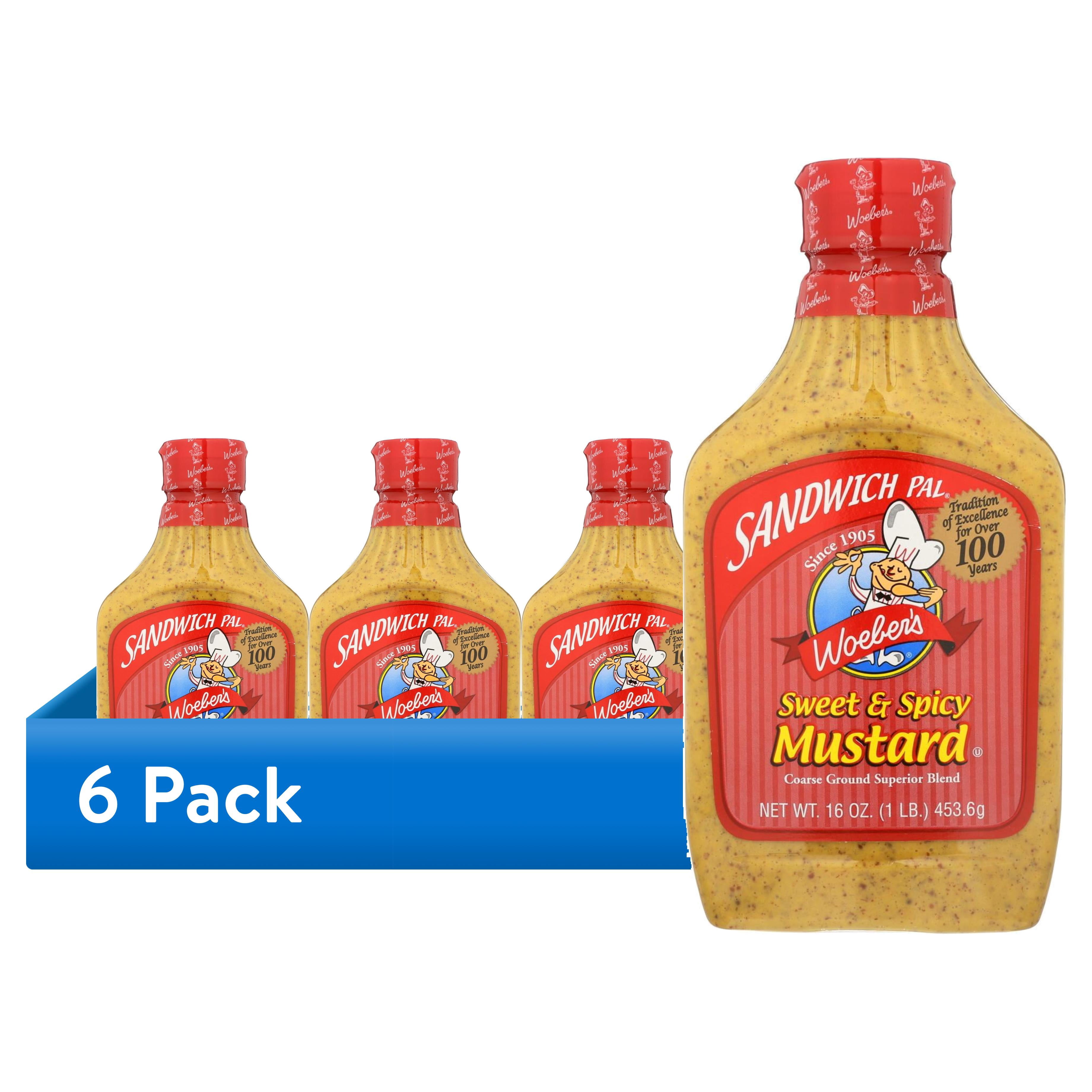 (6 pack) Woeber's Sandwich Pal Sweet and Spicy Mustard, 16 oz ...