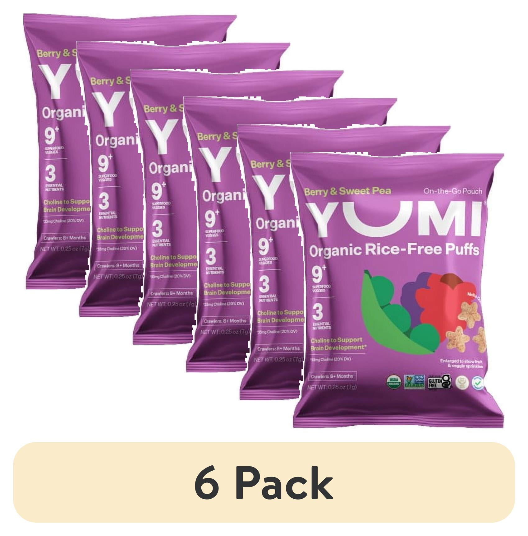 (6 pack) YUMI Organic Berry Sweet Pea Puffs Single Serve - Walmart.com
