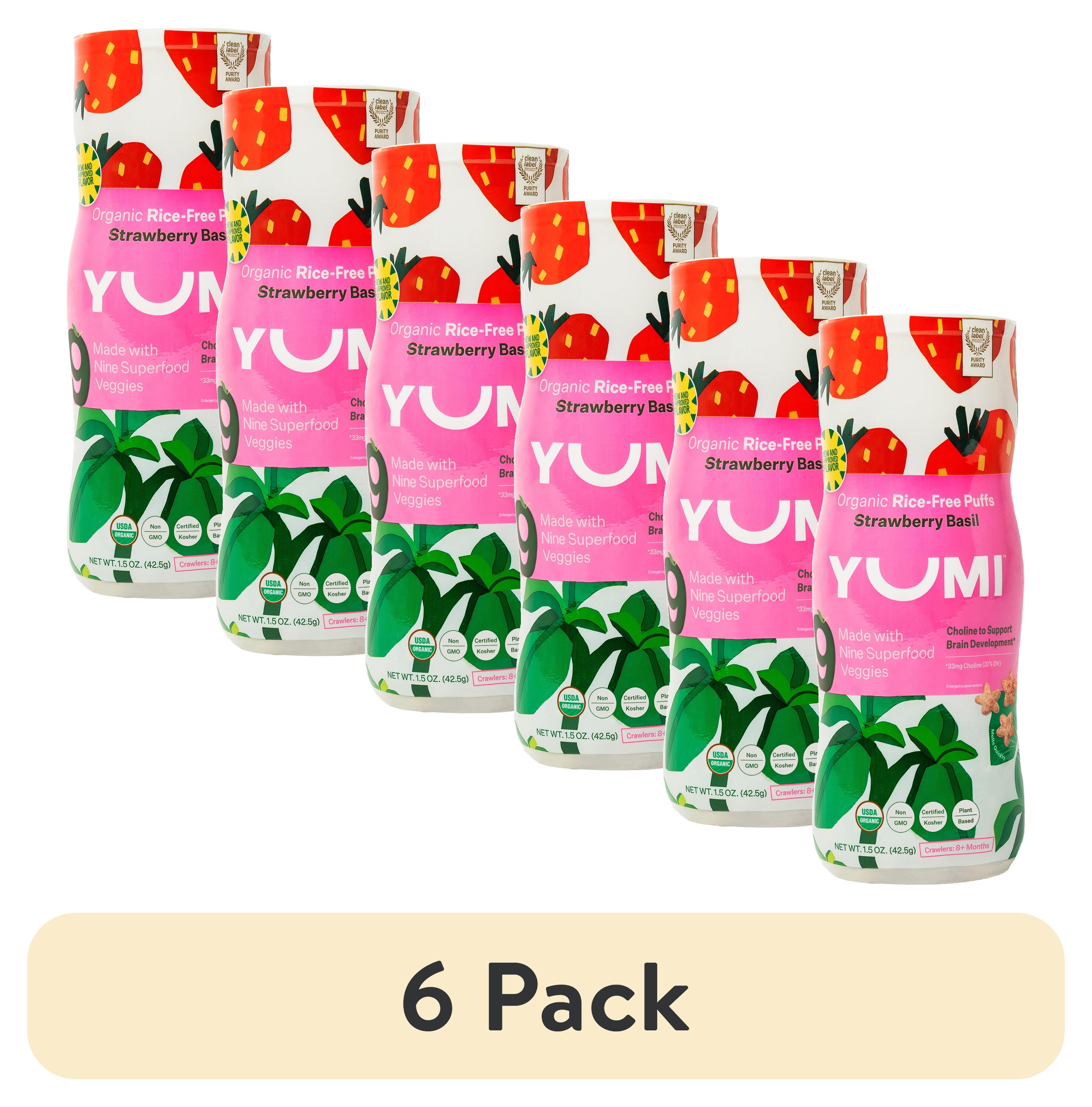 (6 pack) YUMI Organic Stage 3 Strawberry & Basil Puffs - 1.5oz ...