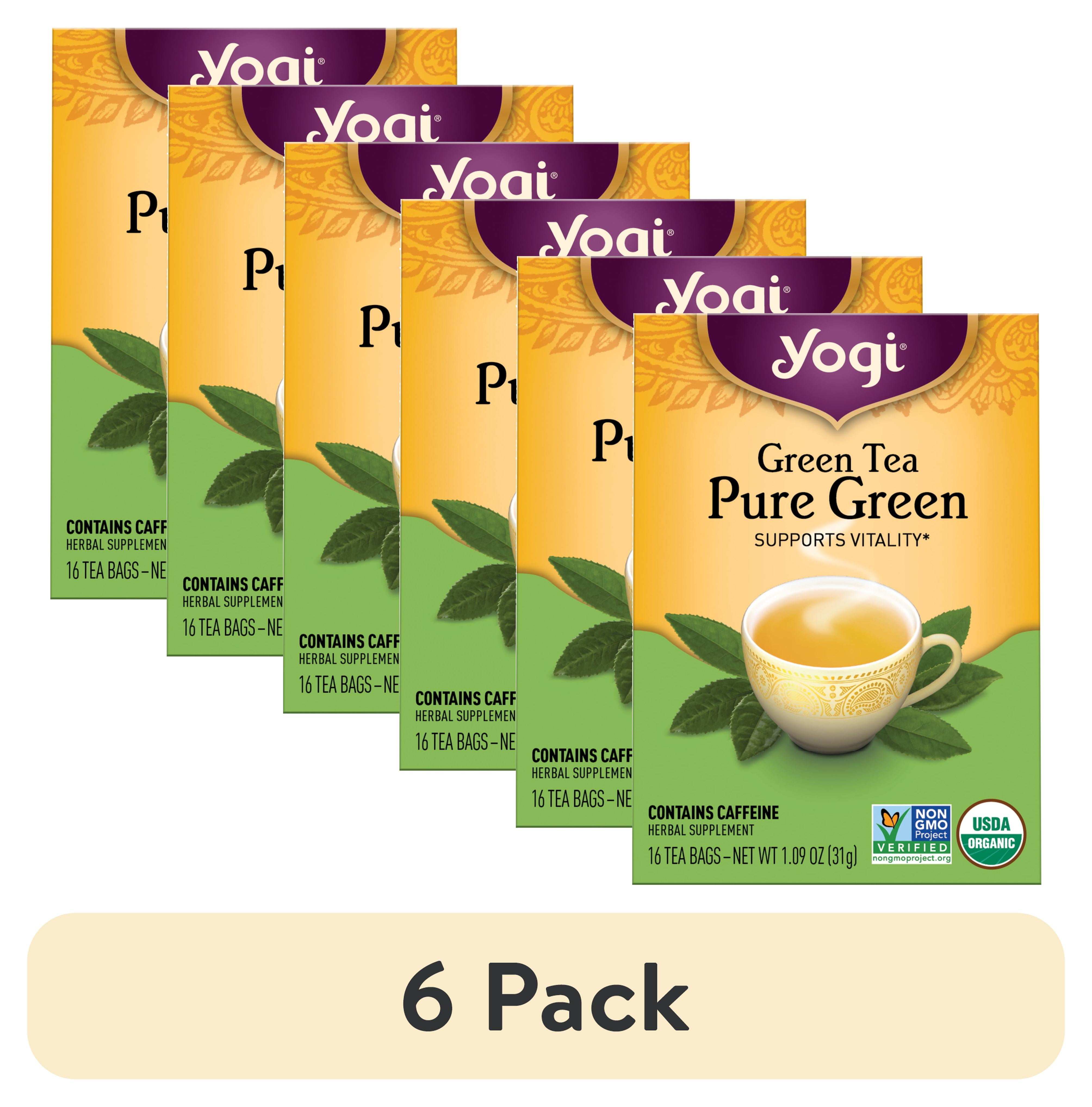 (6 pack) Yogi Green Tea Pure Green, Organic Tea Bags, 16 Count ...