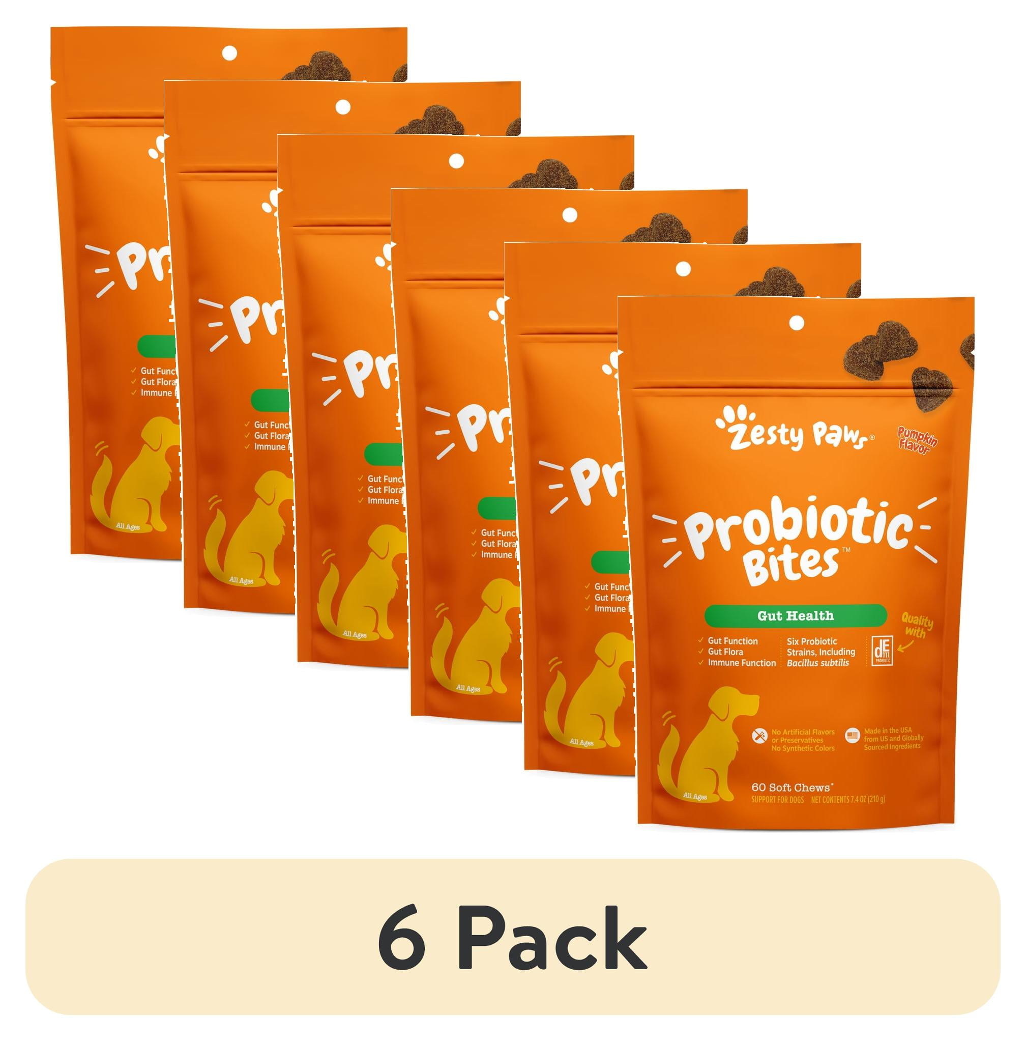 (6 pack) Zesty Paws Probiotic Bites Pumpkin Flavor Dog Supplement, 60 ...