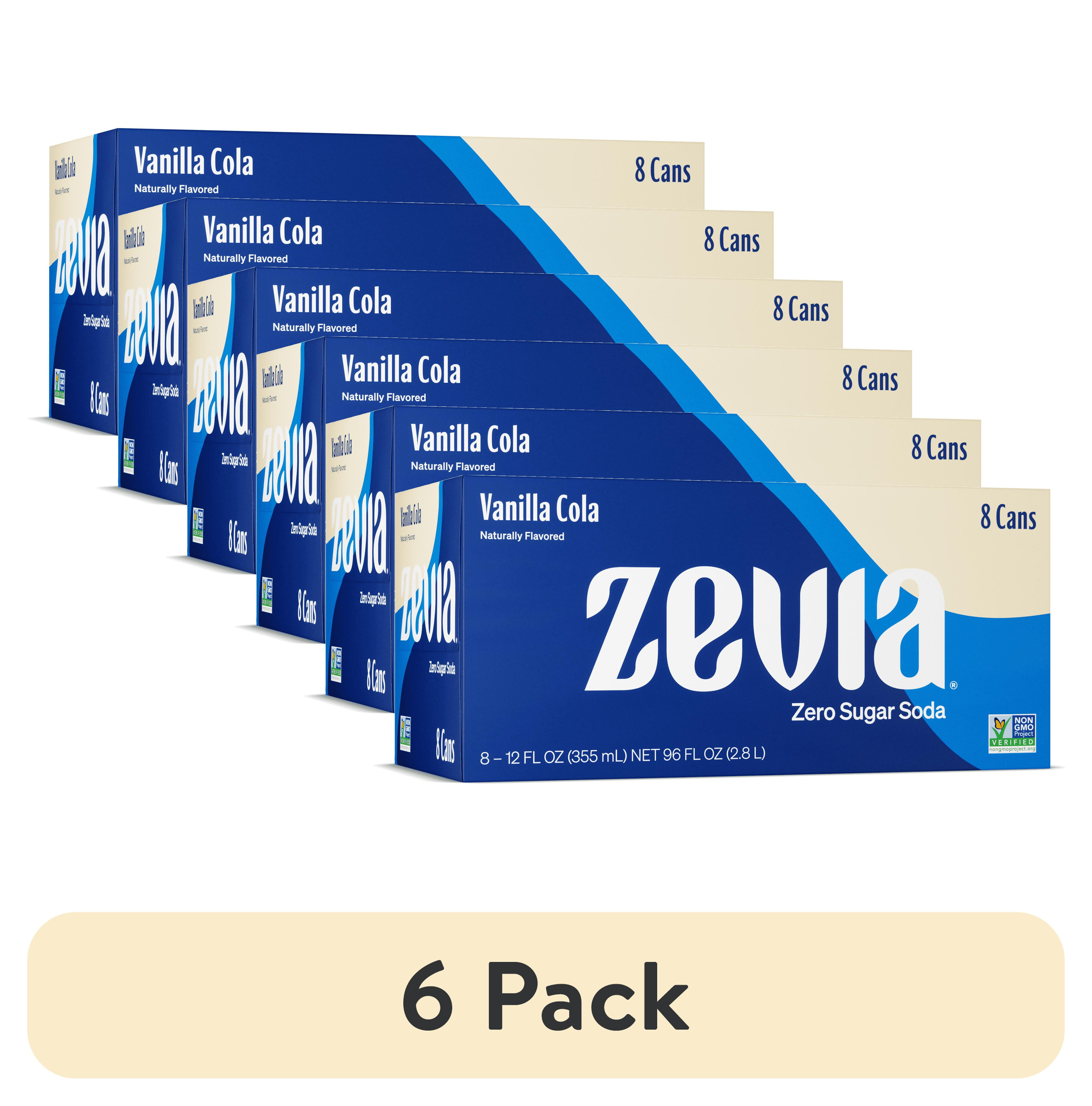 (6 pack) Zevia Zero Sugar, 0 Calorie Vanilla Cola Soda Pop, 12 fl oz, 8 Pack Cans - Walmart.com