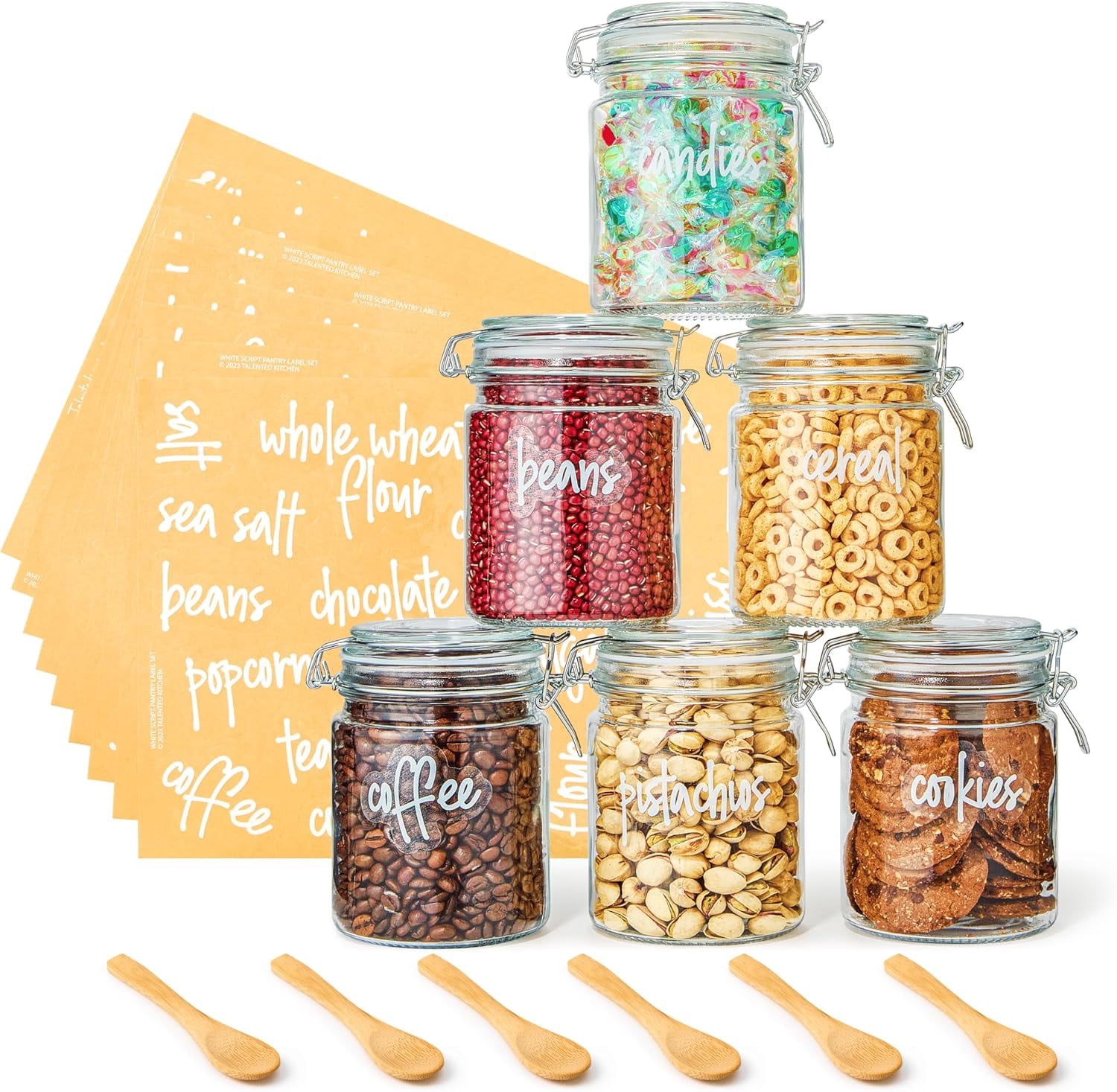 6-pack airtight mason jars with clamp lids - glass canisters with 25 oz ...