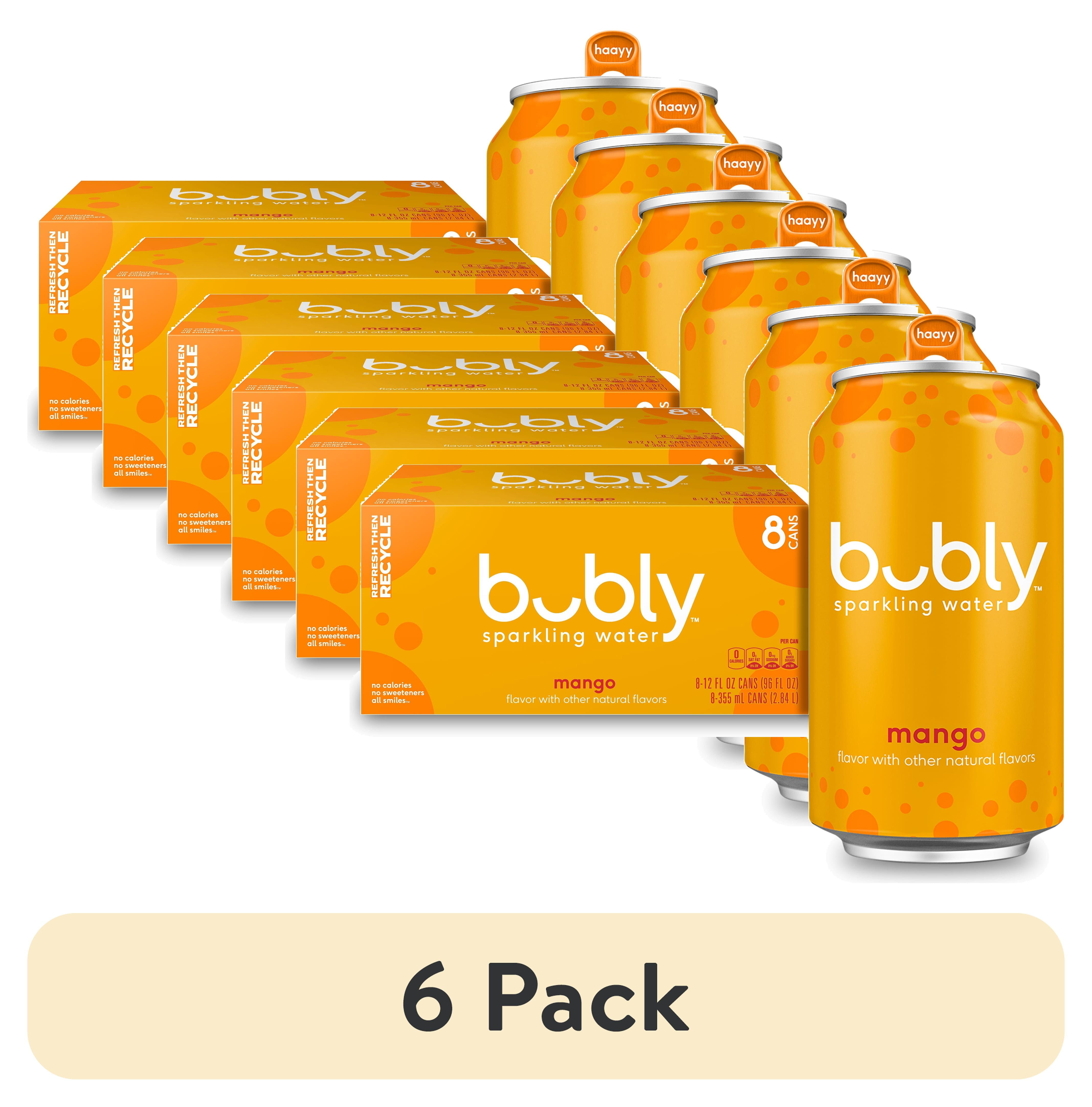 (6 pack) bubly Mango Sparkling Water, 12 fl oz, 8 Pack Cans - Walmart.com