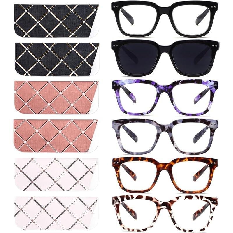 6 pack fashion reading glasses for women men blue light blocking ...