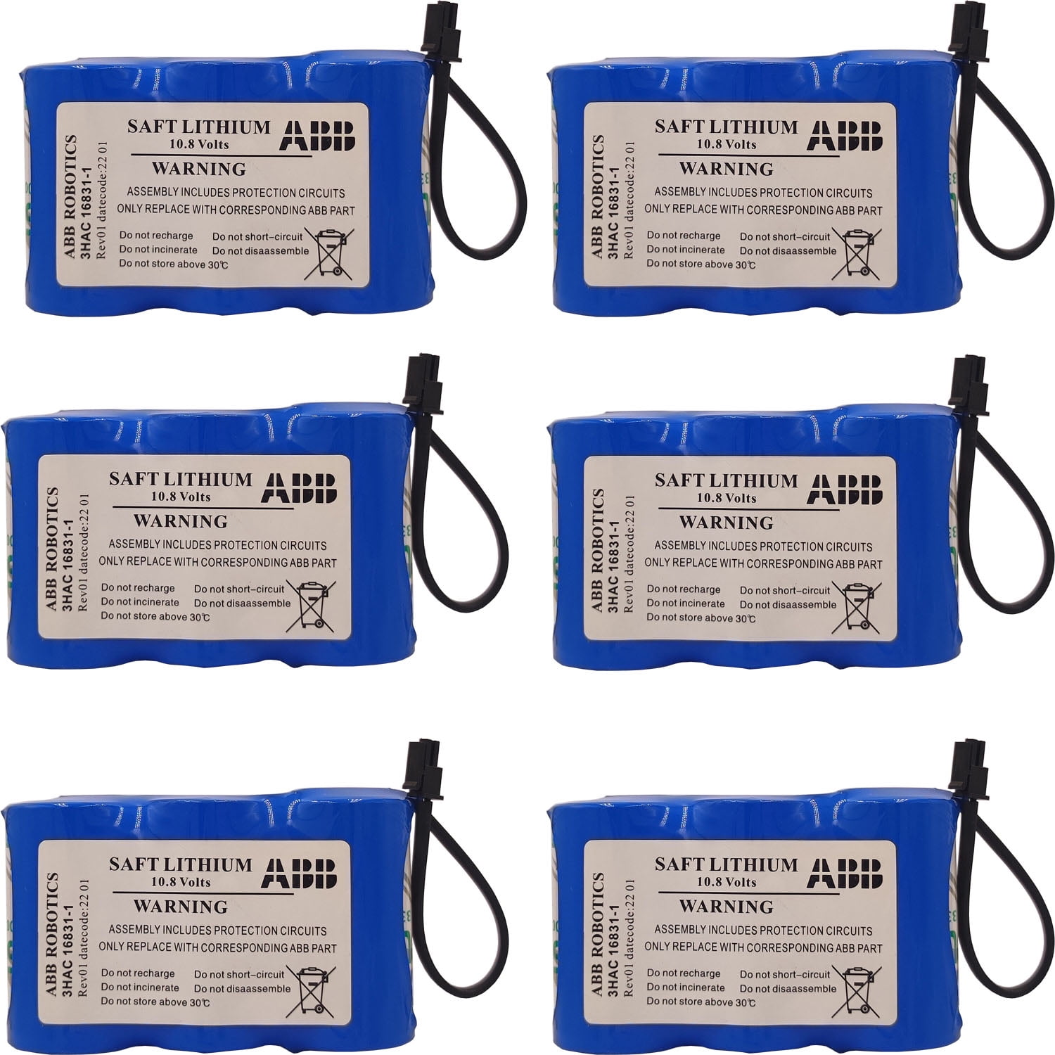6 pack for ABB Robot Battery ROBOTICS 3HAC13150-1 3HAC16831-1 SAFT 10 ...