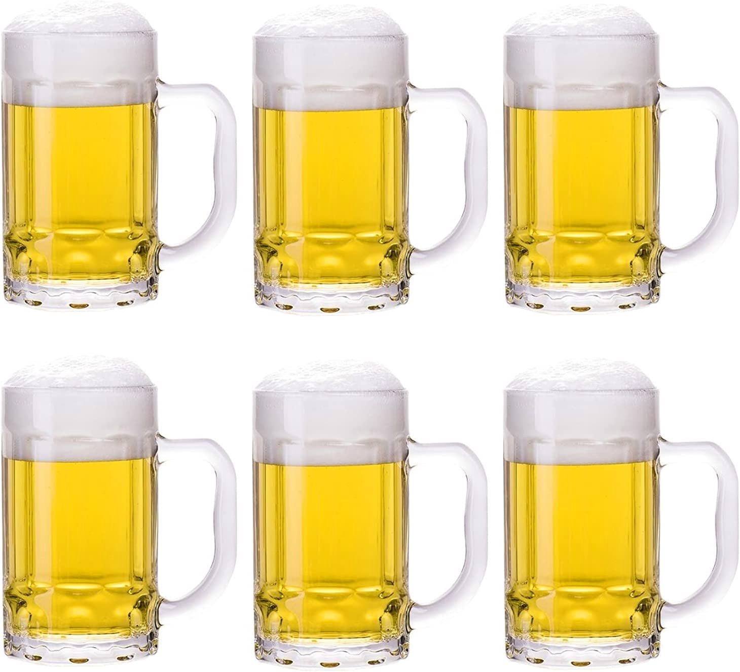 6 pack heavy beer mugs, large beer glasses with handle, 14 ounce glass ...