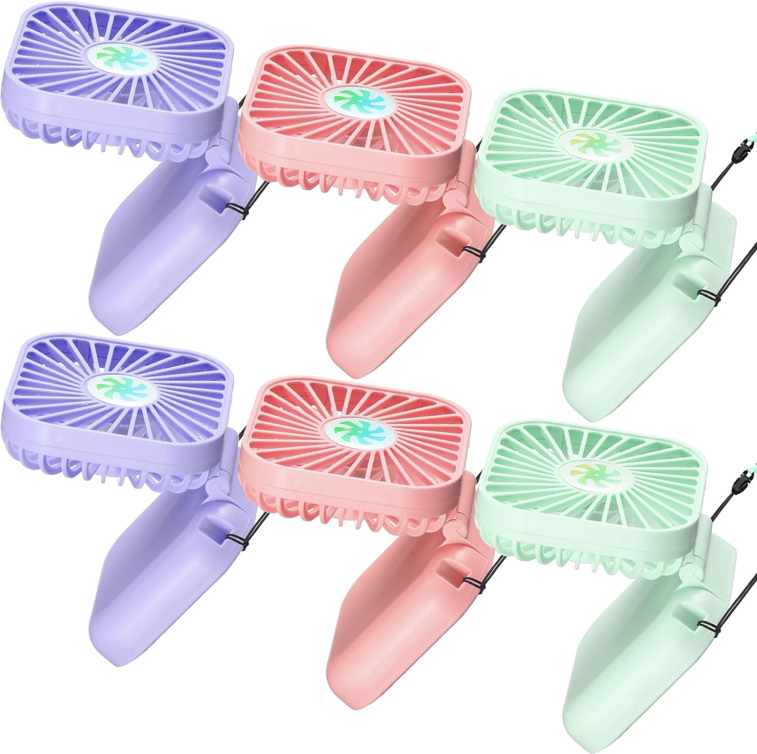 6-pack mini handheld fans portable personal neck fan foldable handheld ...