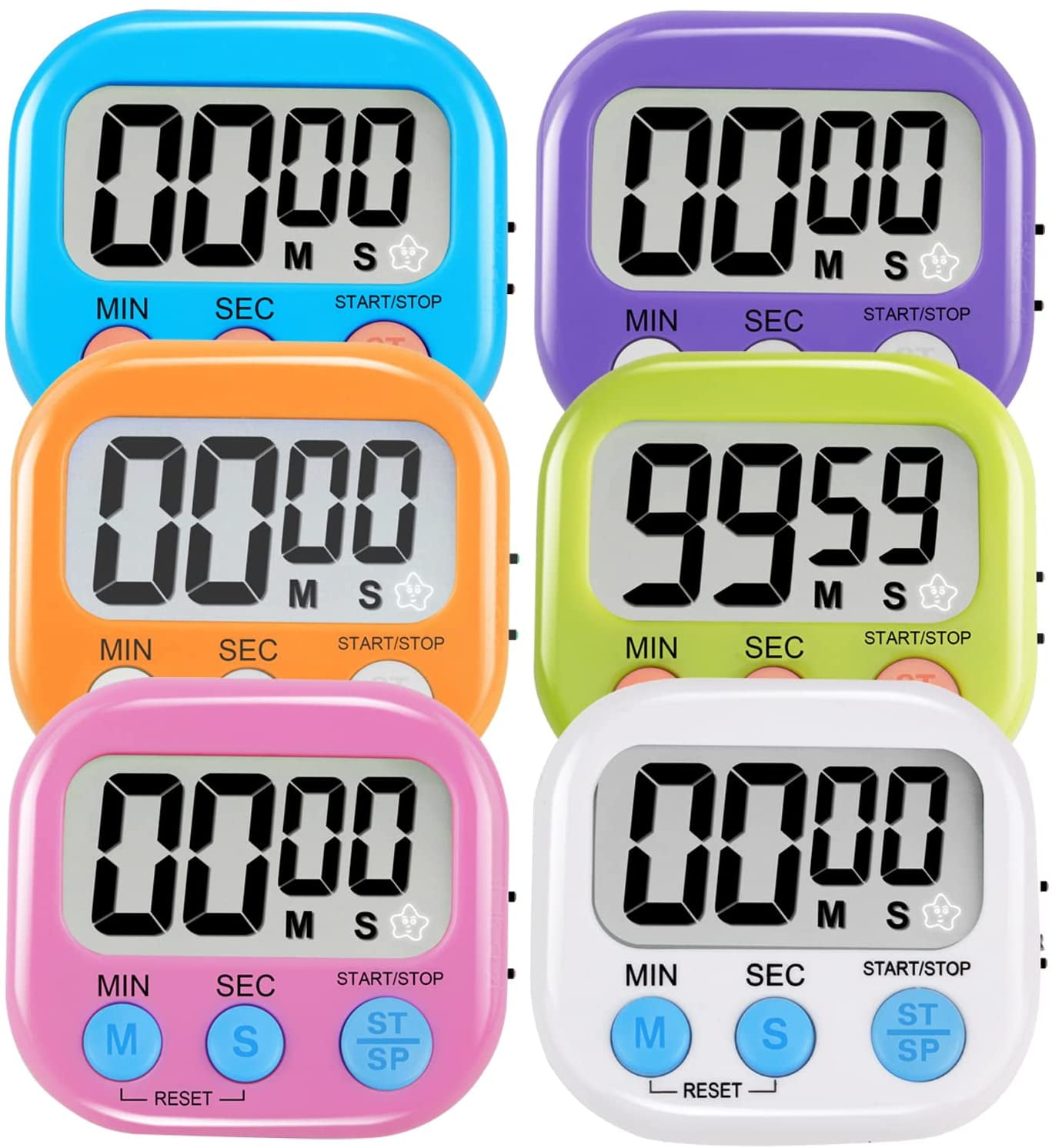 6 Pack Multi-Function Electronic Timer - Magnetic Digital Timers Big ...