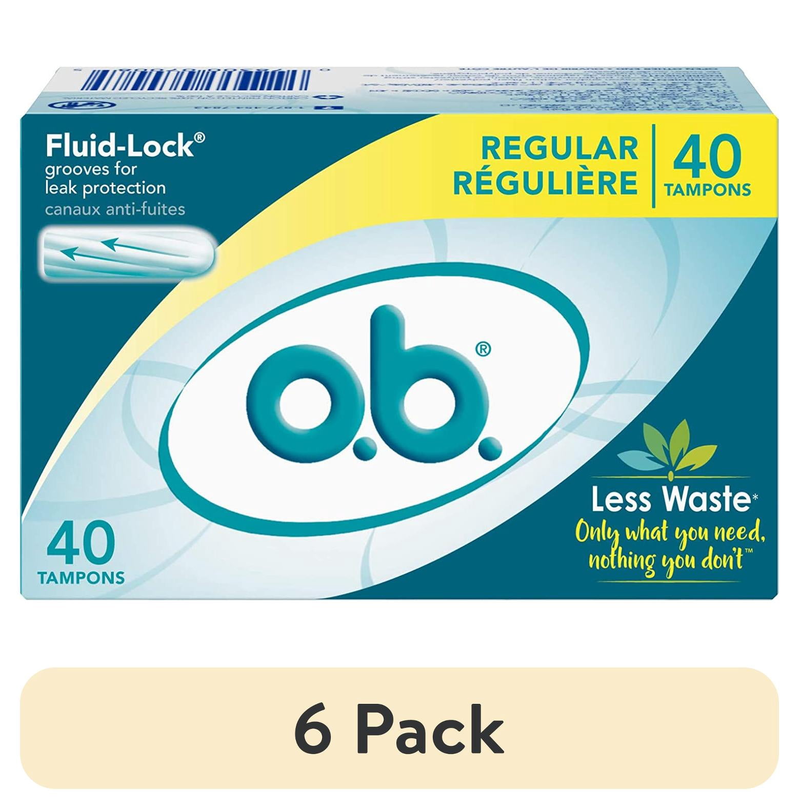 (6 pack) o.b. Applicator Free Digital Tampons, Regular - 40 Count ...